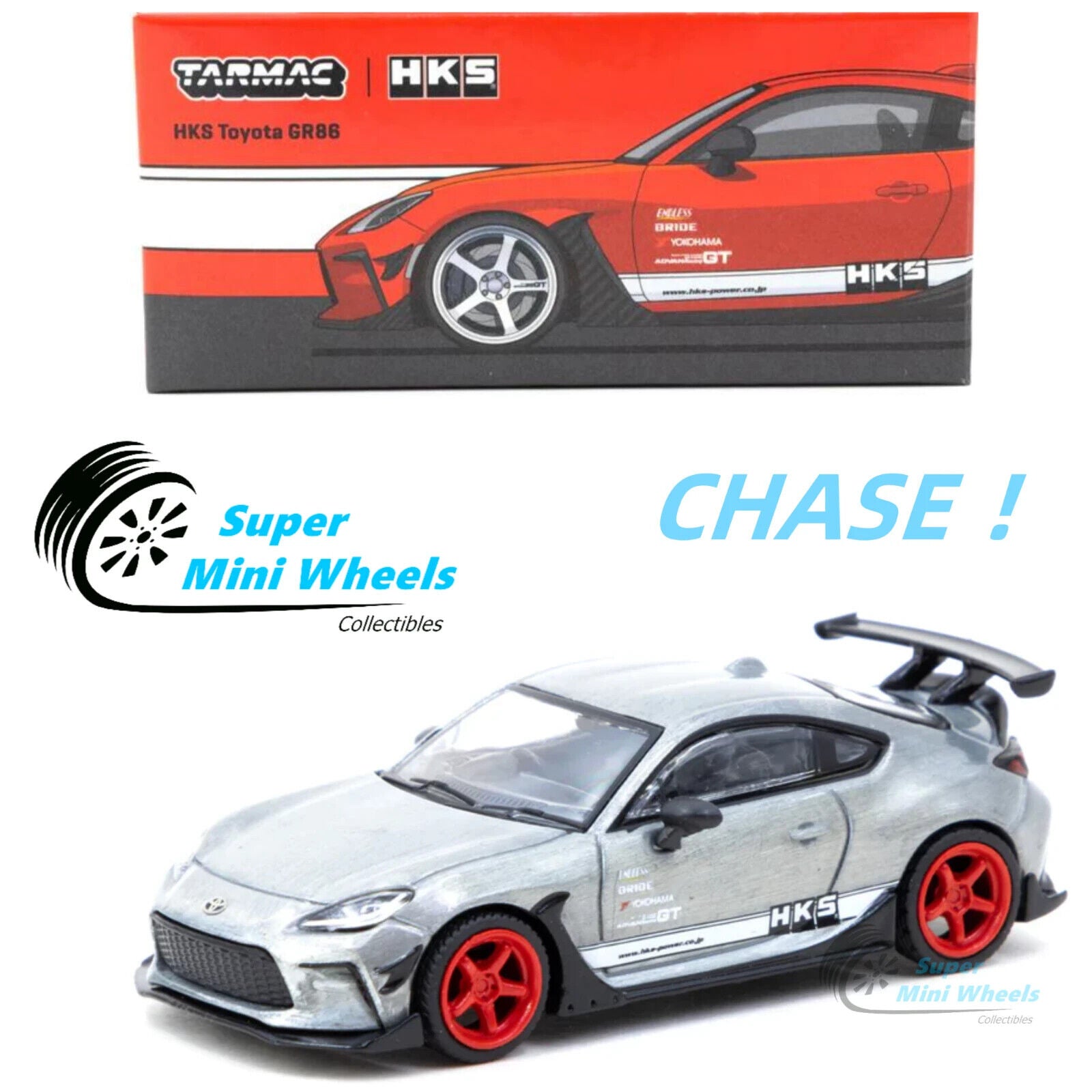 CHASE ! Tarmac Works 1:64 HKS Toyota GR86 Red – Super Mini Wheels