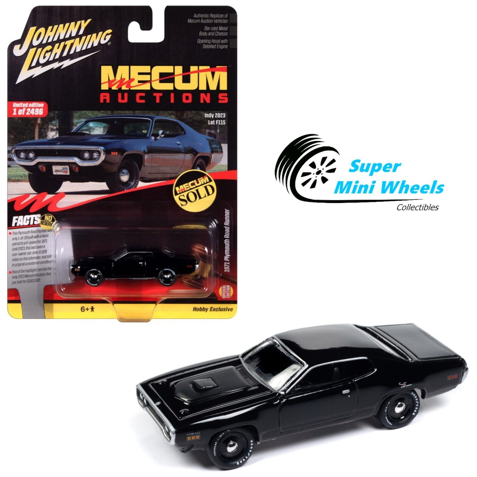 Johnny Lightning 1:64 MECUM 1971 Plymouth Road Runner Black – Super ...
