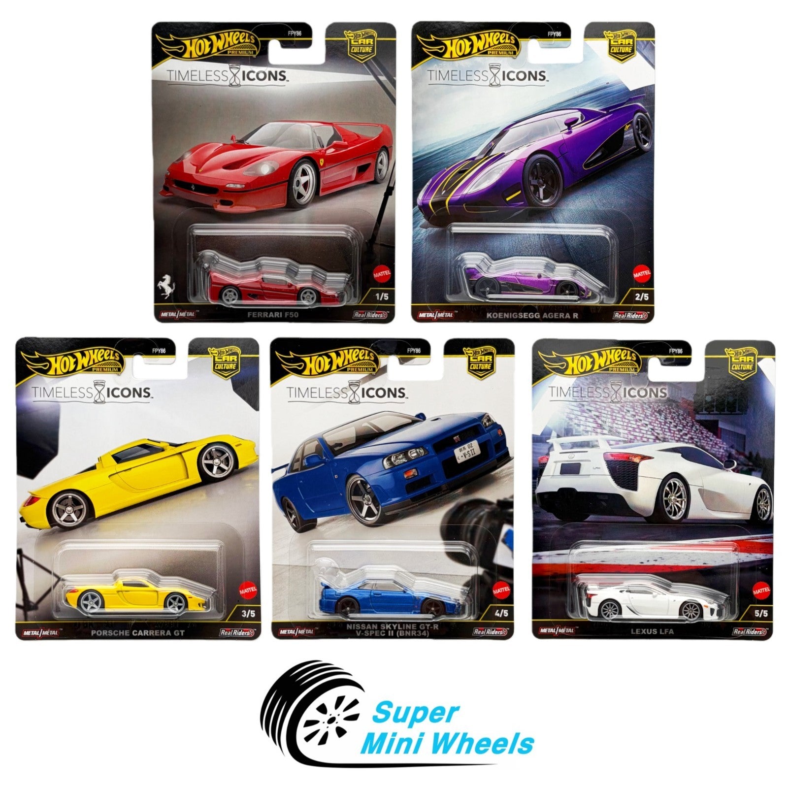 Hot Wheels 1:64 Car Culture 2025 N Case – Timeless Icons - 5 Cars Set ...