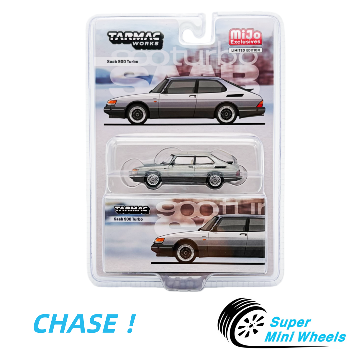 CHASE ! Tarmac Works 1:64 Saab 900 Turbo – Silver – Super Mini Wheels