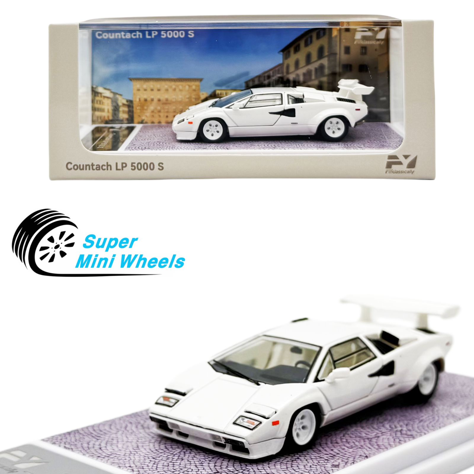 FY 1:64 Lamborghini Countach LP 5000S White – Super Mini Wheels