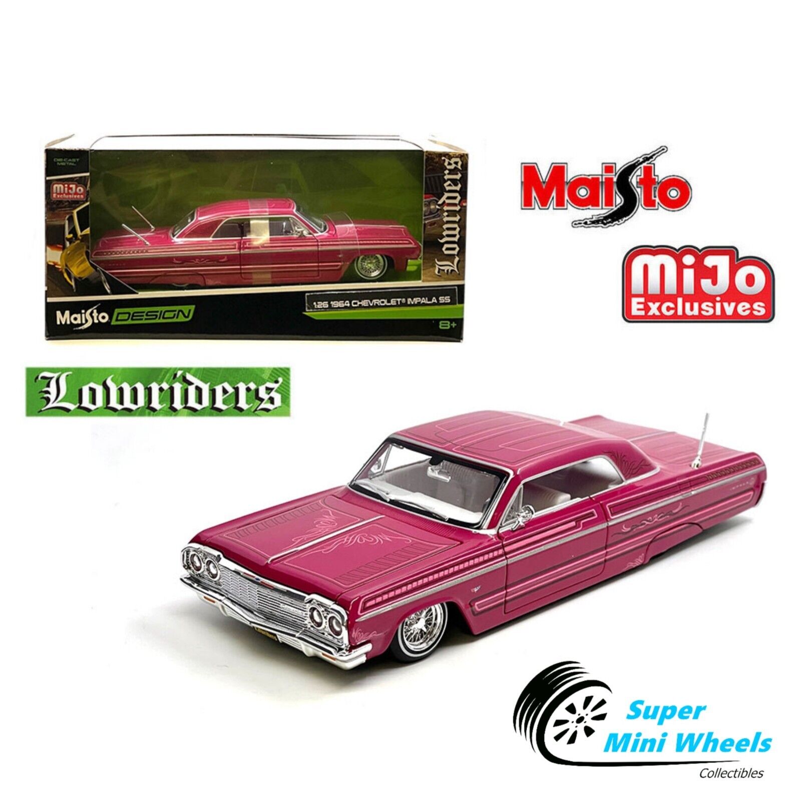 Maisto 1:24 1964 Chevrolet Impala SS Lowrider – Pink – Design Lowrider ...