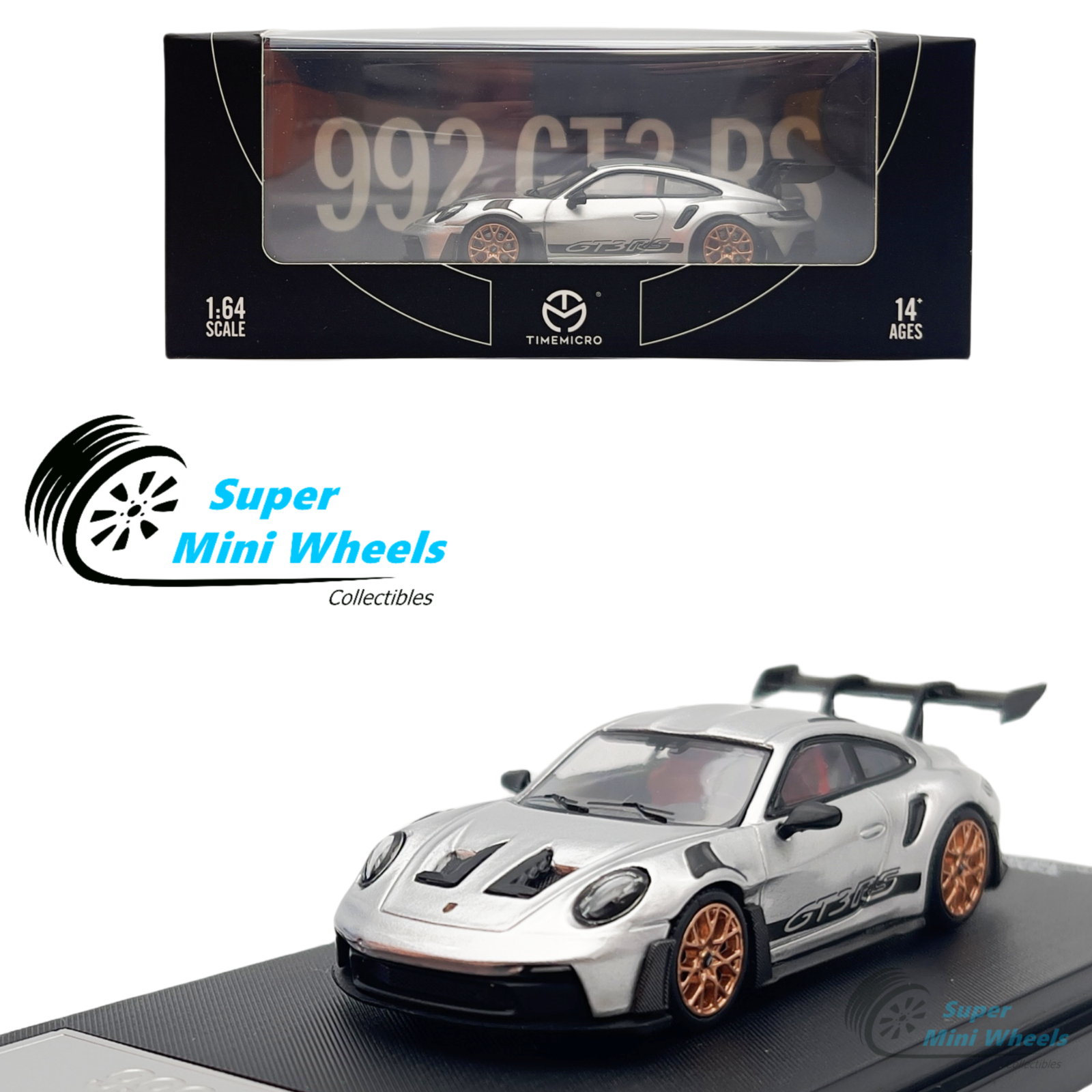 Time Micro 1:64 992 GT3 RS Silver - Diecast Model – Super Mini Wheels