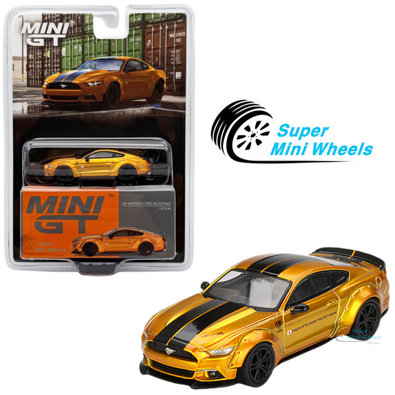 Mini GT 1:64 LB-Works Ford Mustang – LB Gold #847 – Super Mini Wheels