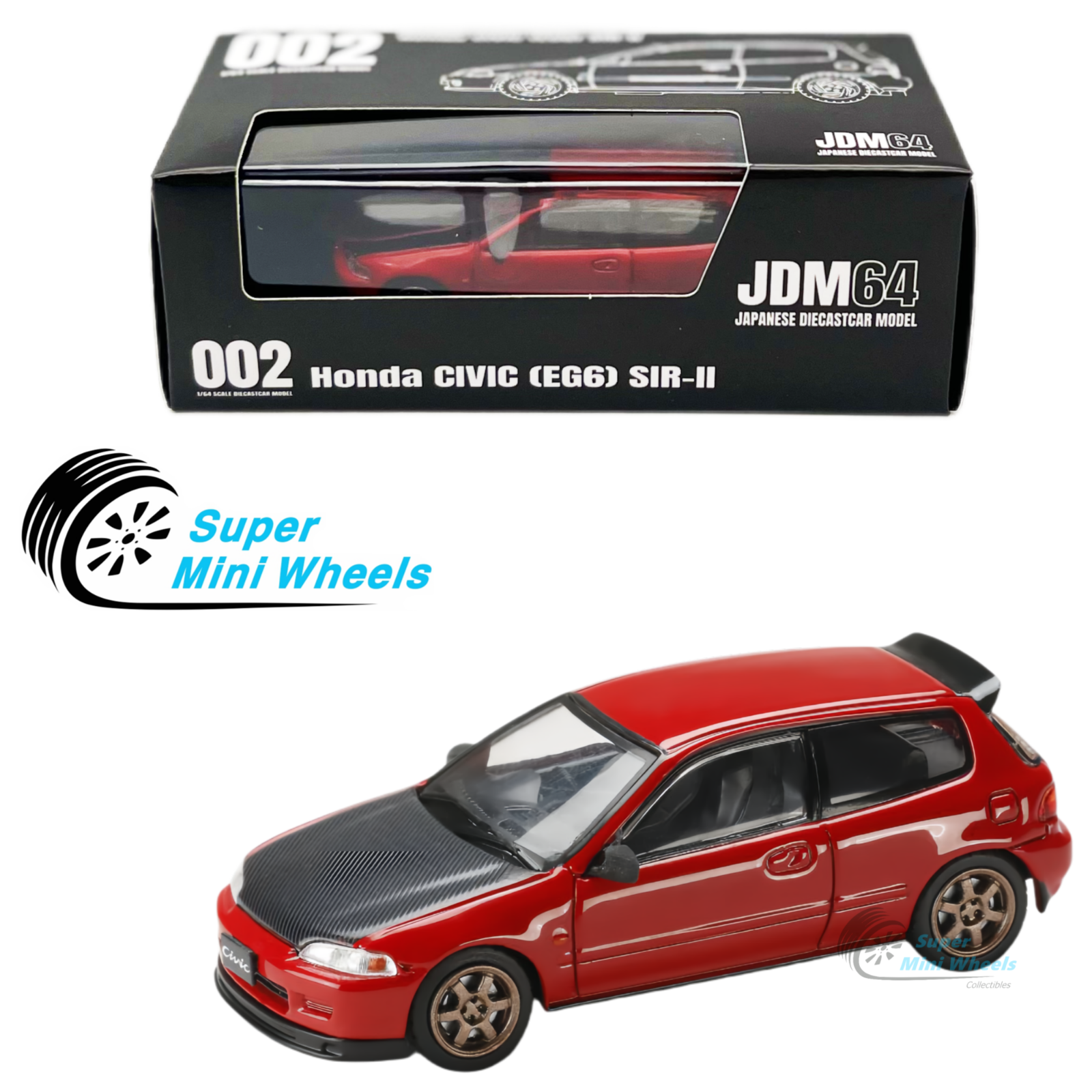 Hobby Japan - JDM64 - Honda Civic EG6 SIR-II Red/Black - HJDM002-8 ...