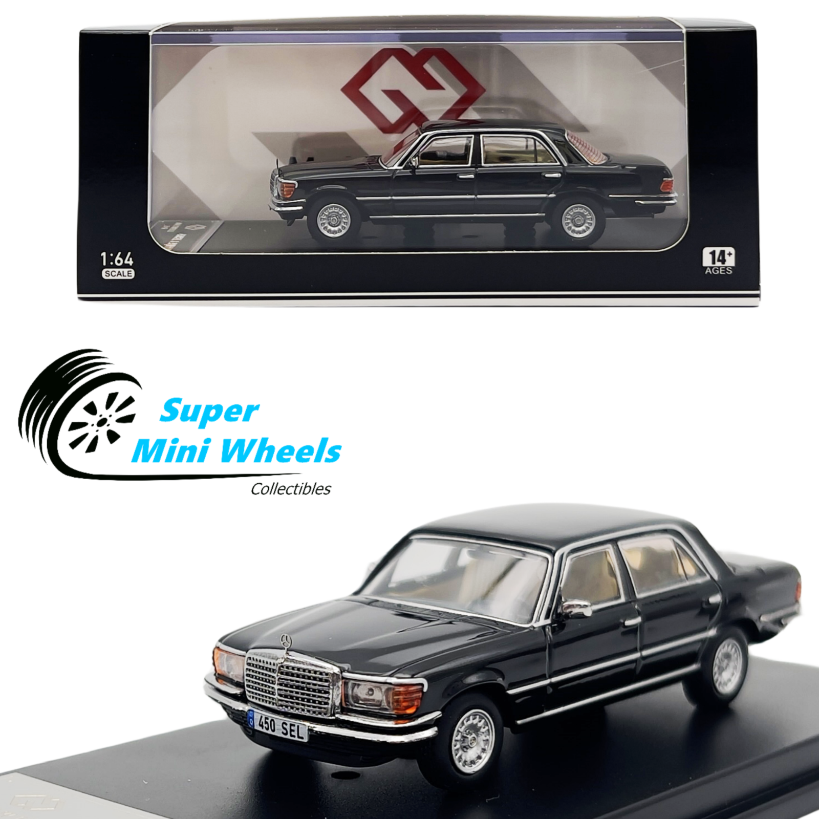 MaxWell 1:64 Mercedes-Benz 450SEL 6.9 W116 1976 Black Diecast Model ...