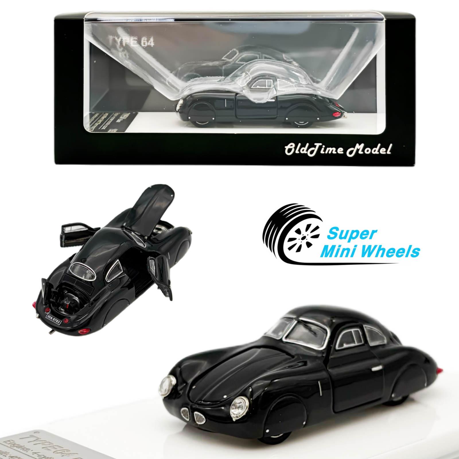 Old Time Model 1:64 Porsche 1939 Type 64 Black - Diecast Model – Super ...