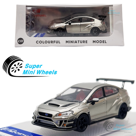 CM-Model 1:64 Varis Subaru WRX STI Wide Body Kit (Silver) with extra w ...