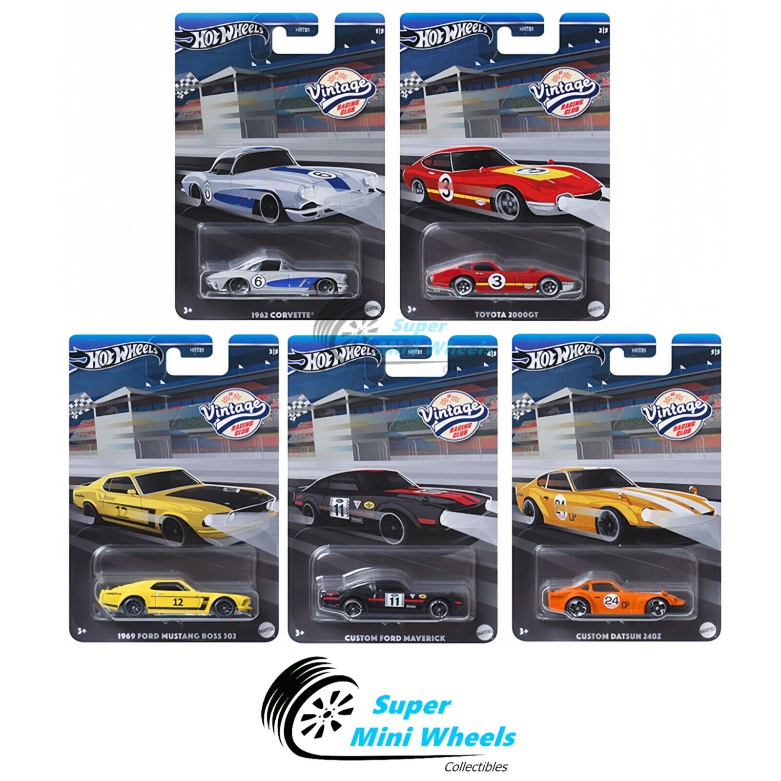 Hot Wheels 2024 Vintage Grand Prix B Case - Set of 5 Cars - HRT81-956B ...
