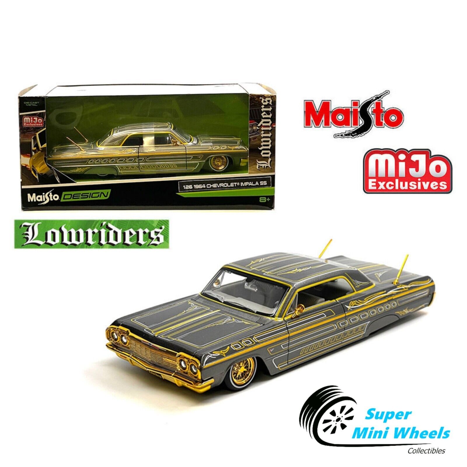 Maisto 1:24 1964 Chevrolet Impala SS Lowrider – Grey – Design Lowrider ...
