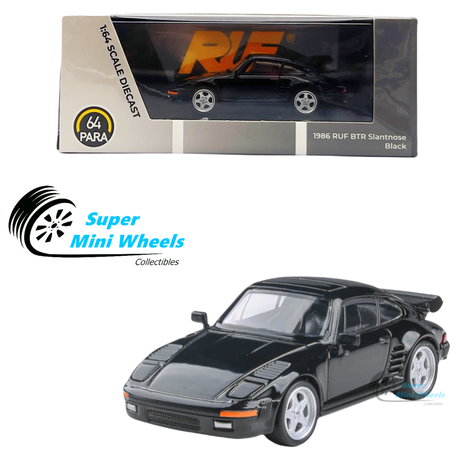 PARA64 Porsche 1986 RUF BTR Slantnose Black - 1:64 – Super Mini Wheels
