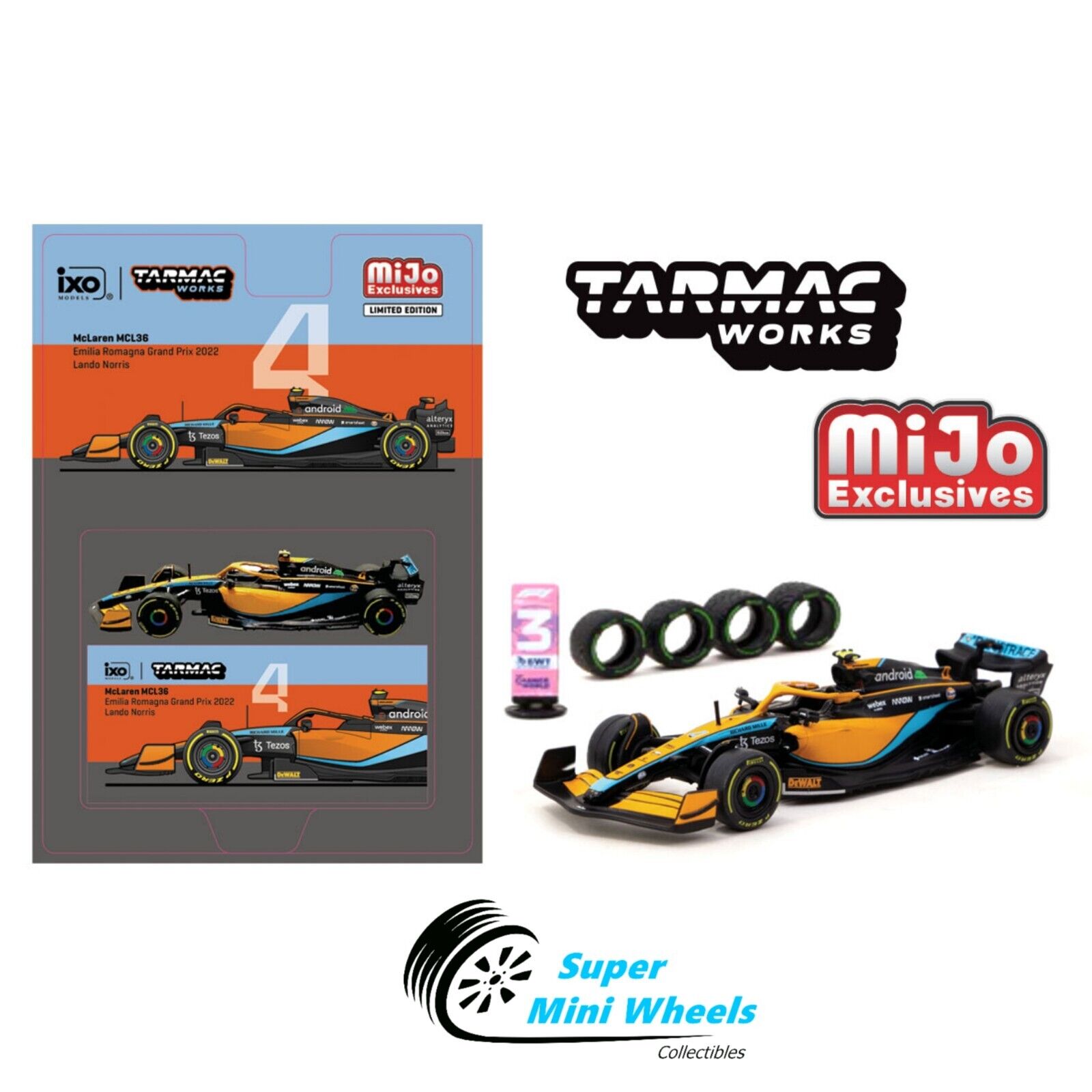 Tarmac Works 1:64 F1 McLaren MCL36 #4 Lando Norris Emilia Romagna Gran ...