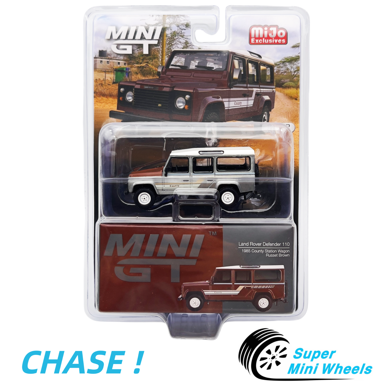 CHASE ！Mini GT 1:64 Land Rover Defender 110 County Station Wagon Russe ...