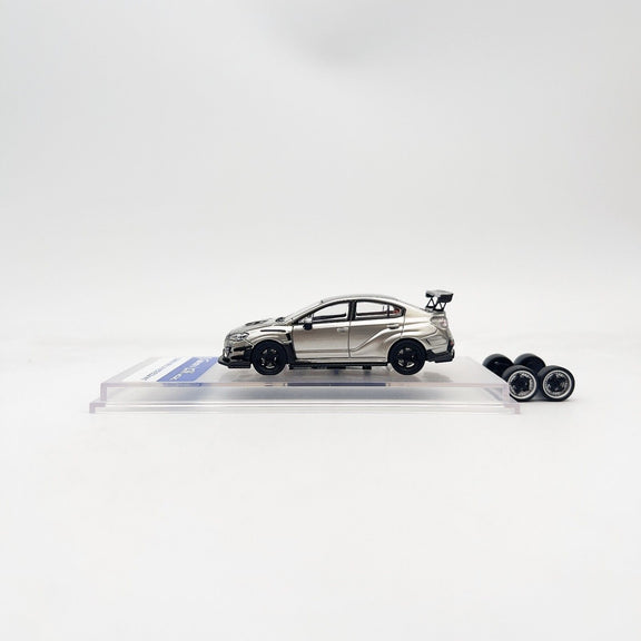 CM-Model 1:64 Varis Subaru WRX S4 Wide Body Kit (Silver) with extra wh ...