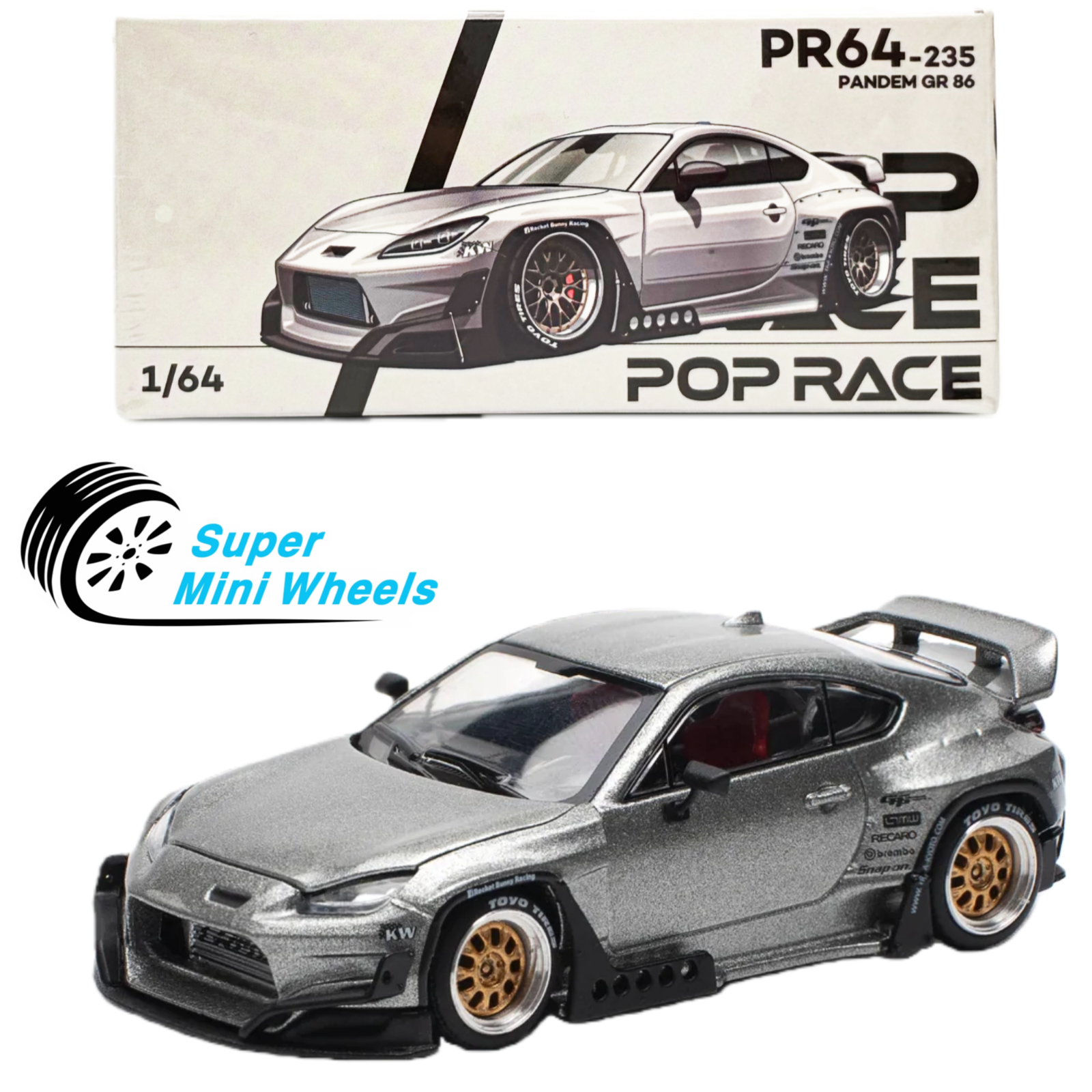 Pop Race 1:64 Pandem GR 86 Silver #235 – Super Mini Wheels