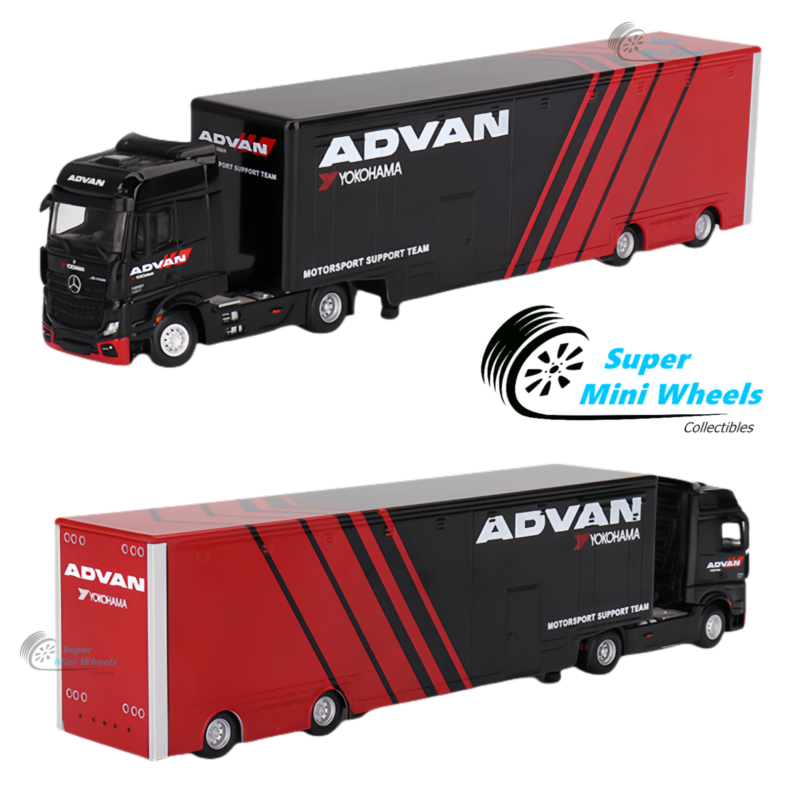 Mini GT 1:64 Mercedes-Benz Actros w/ Racing Transporter "ADVAN" #741 ...