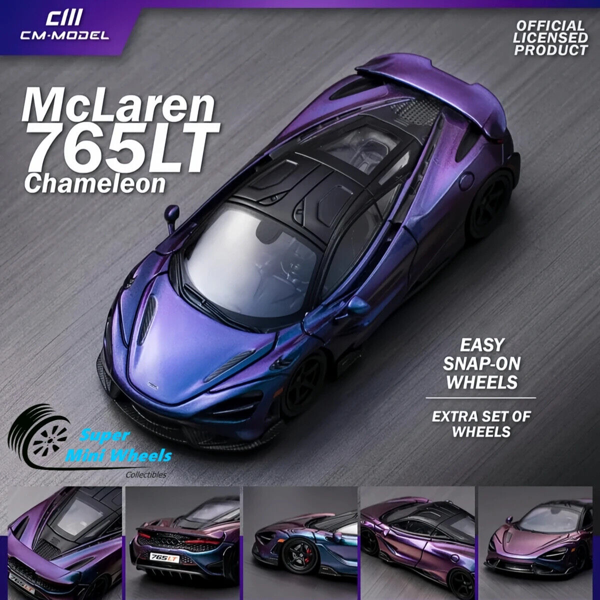 CM Model 1:64 McLaren 765LT – Metallic – Purple – Super Mini Wheels
