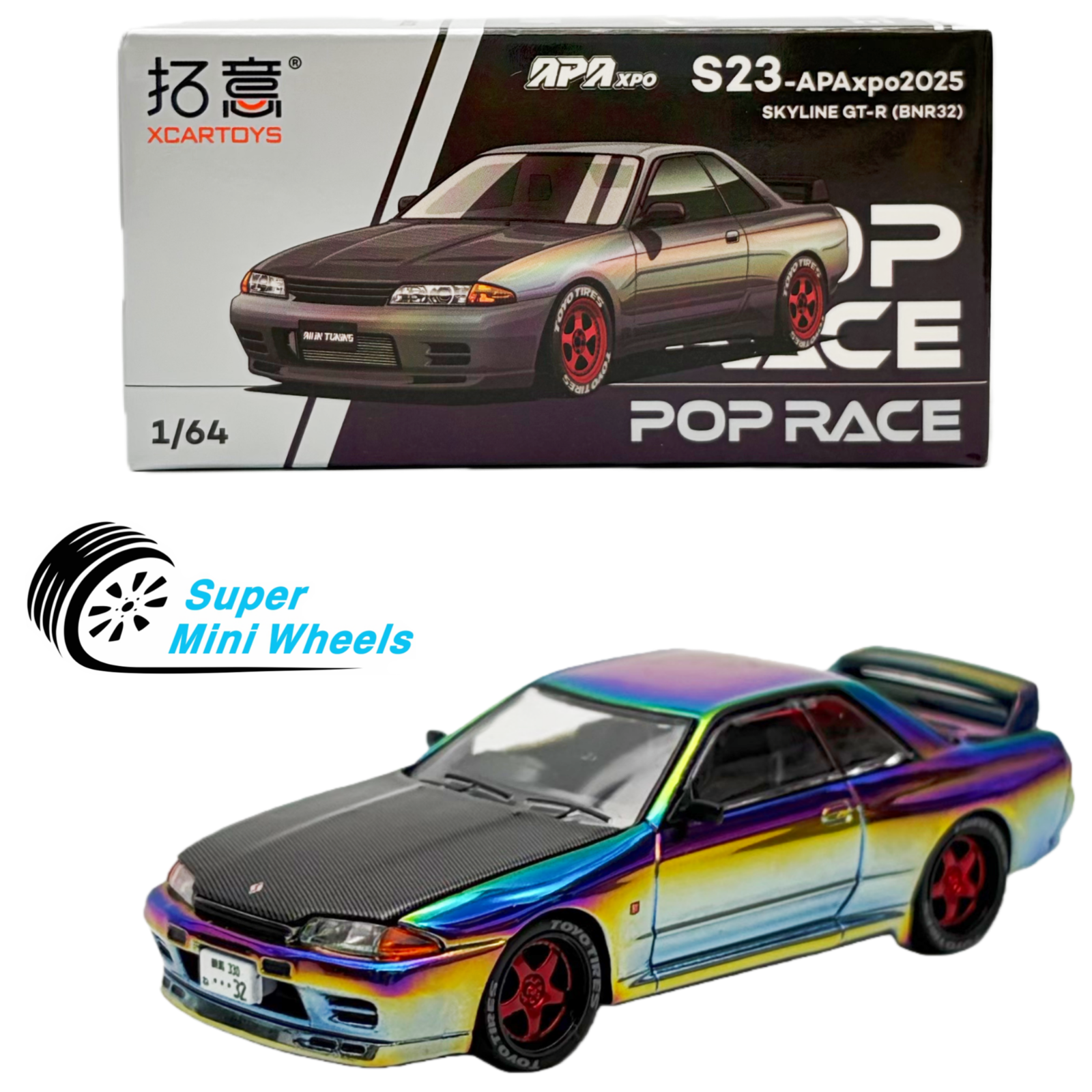 Pop Race 1:64 Nissan GT-R R32 Magic Chrome - APA Expo 2025 #357 – Super ...