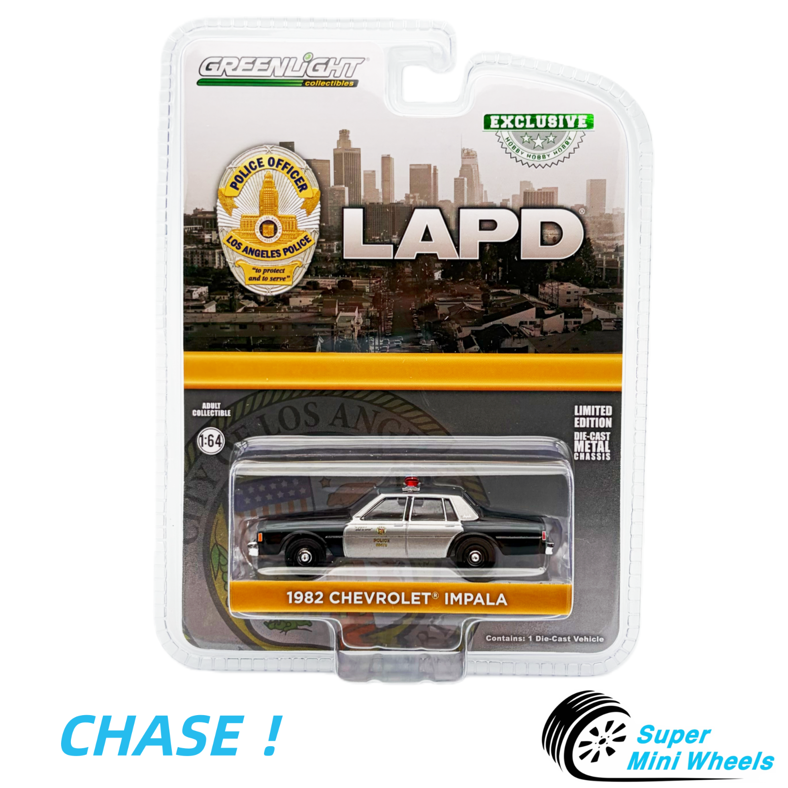 CHASE ！Greenlight 1:64 1982 Chevrolet Impala LAPD #30503 – Super Mini ...