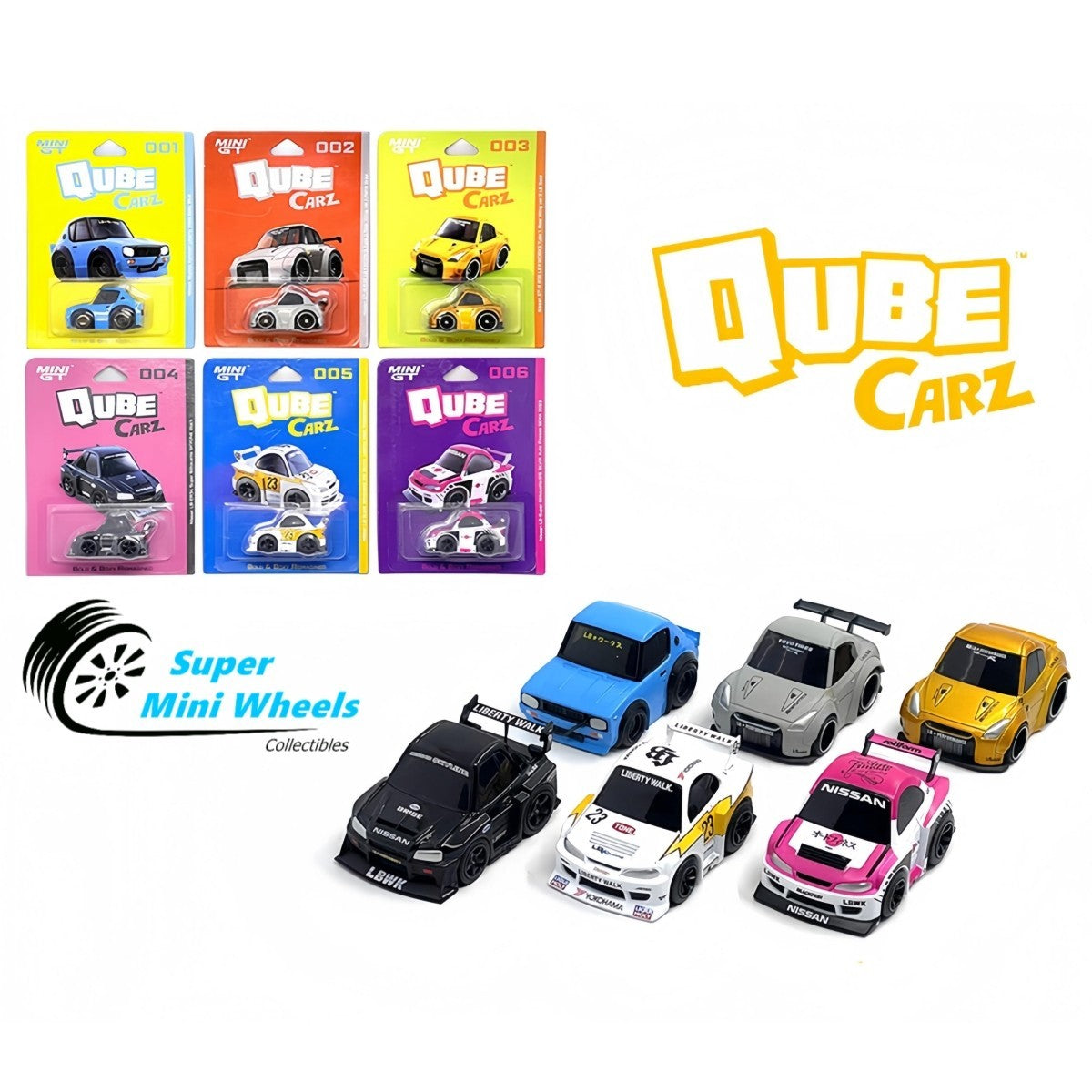 Mini GT QubeCarz Series 1 Liberty Walk Assortment – Super Mini Wheels