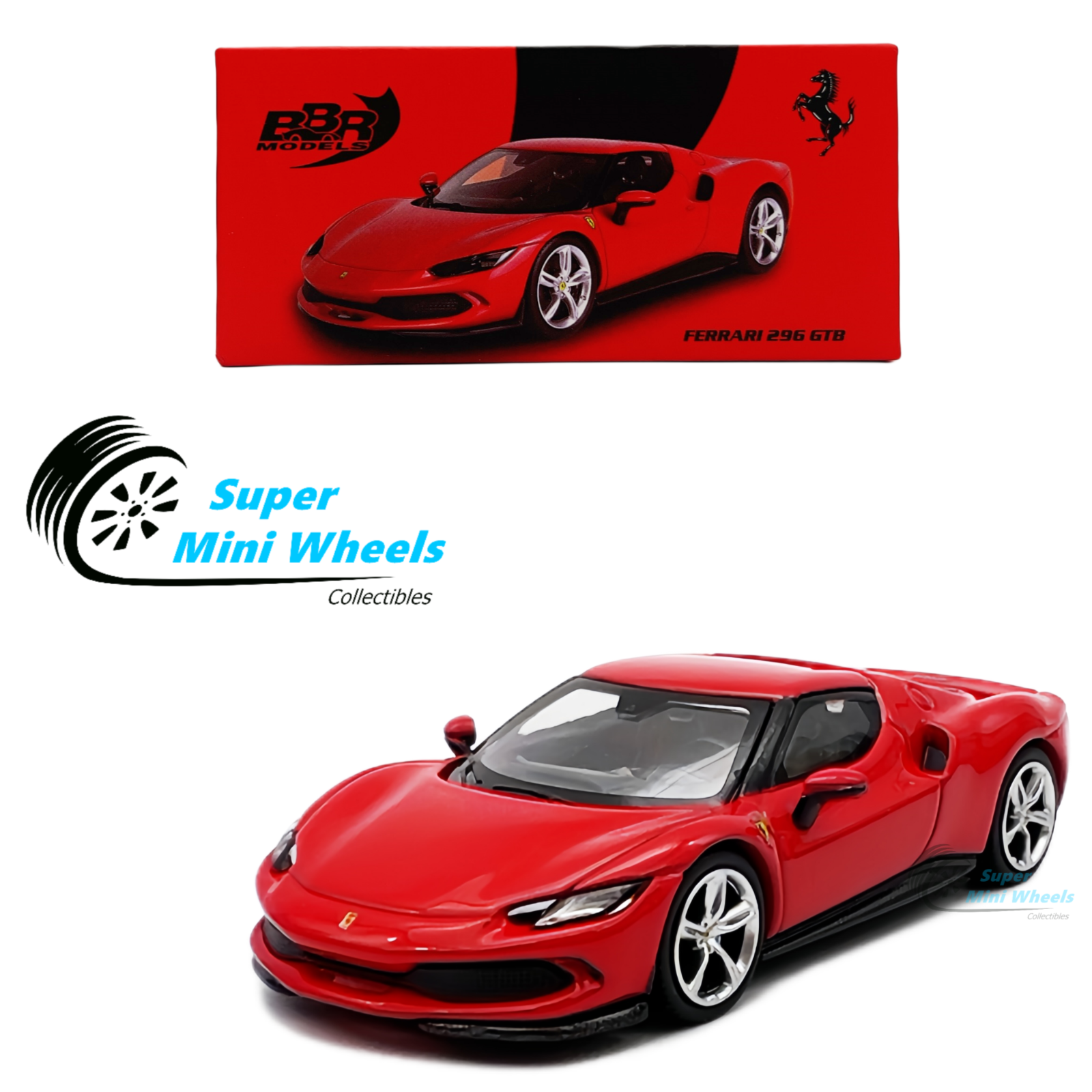 BBR Models 1:64 Ferrari 296 GTB Red - 2024 HEC Limited – Super Mini Wheels