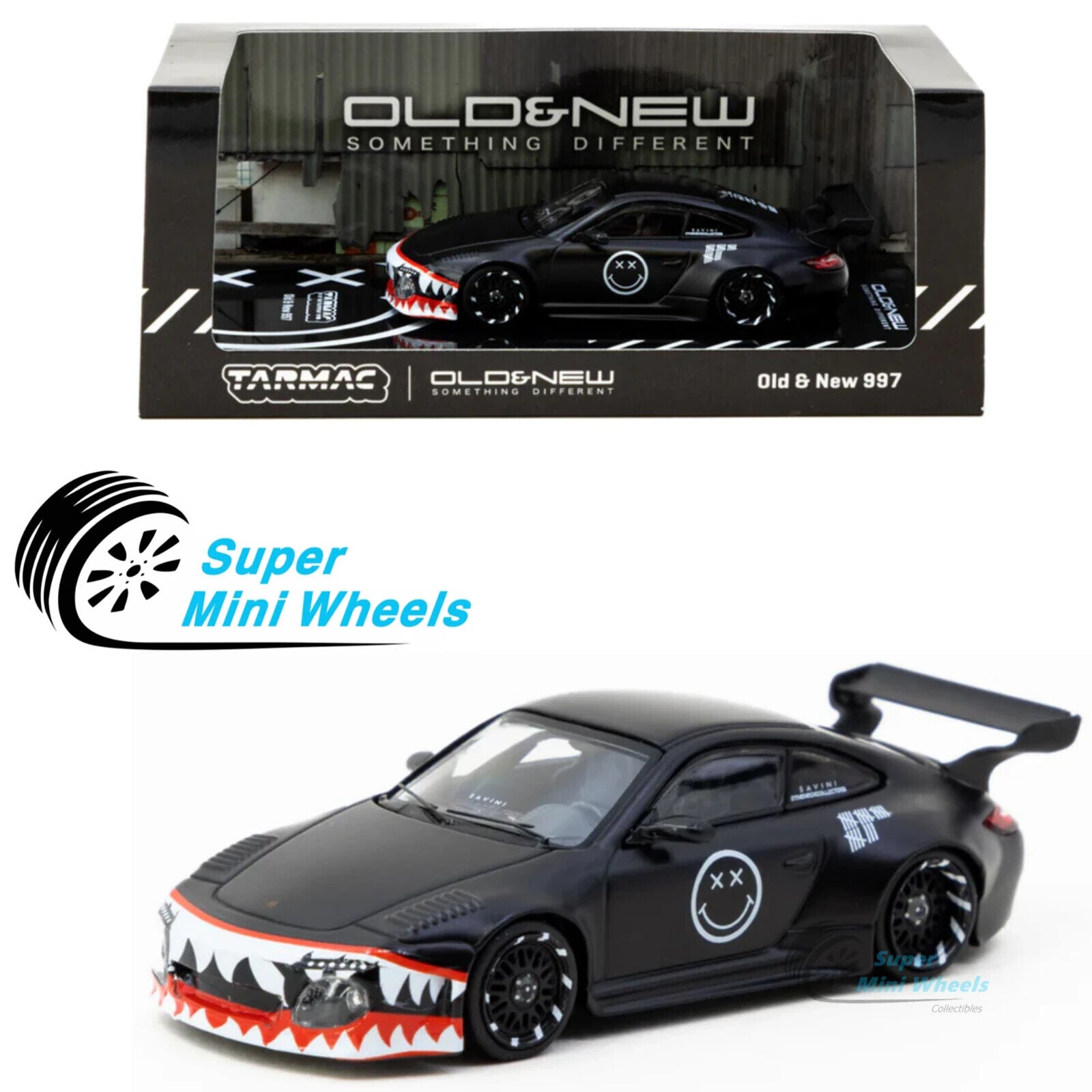 Tarmac Works 1:64 Old & New 997 Matte Black – Super Mini Wheels