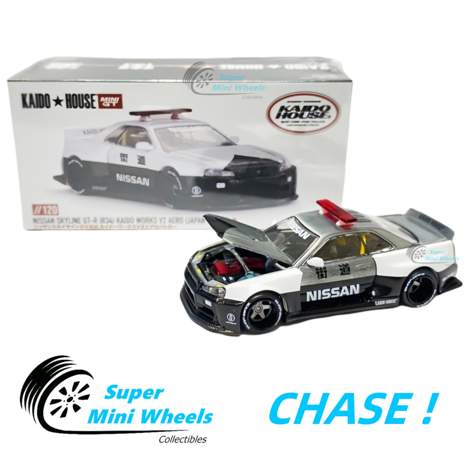 CHASE ！Mini GT x Kaido House 1:64 Nissan GT-R R34 Kaido Works (V2 Aero ...