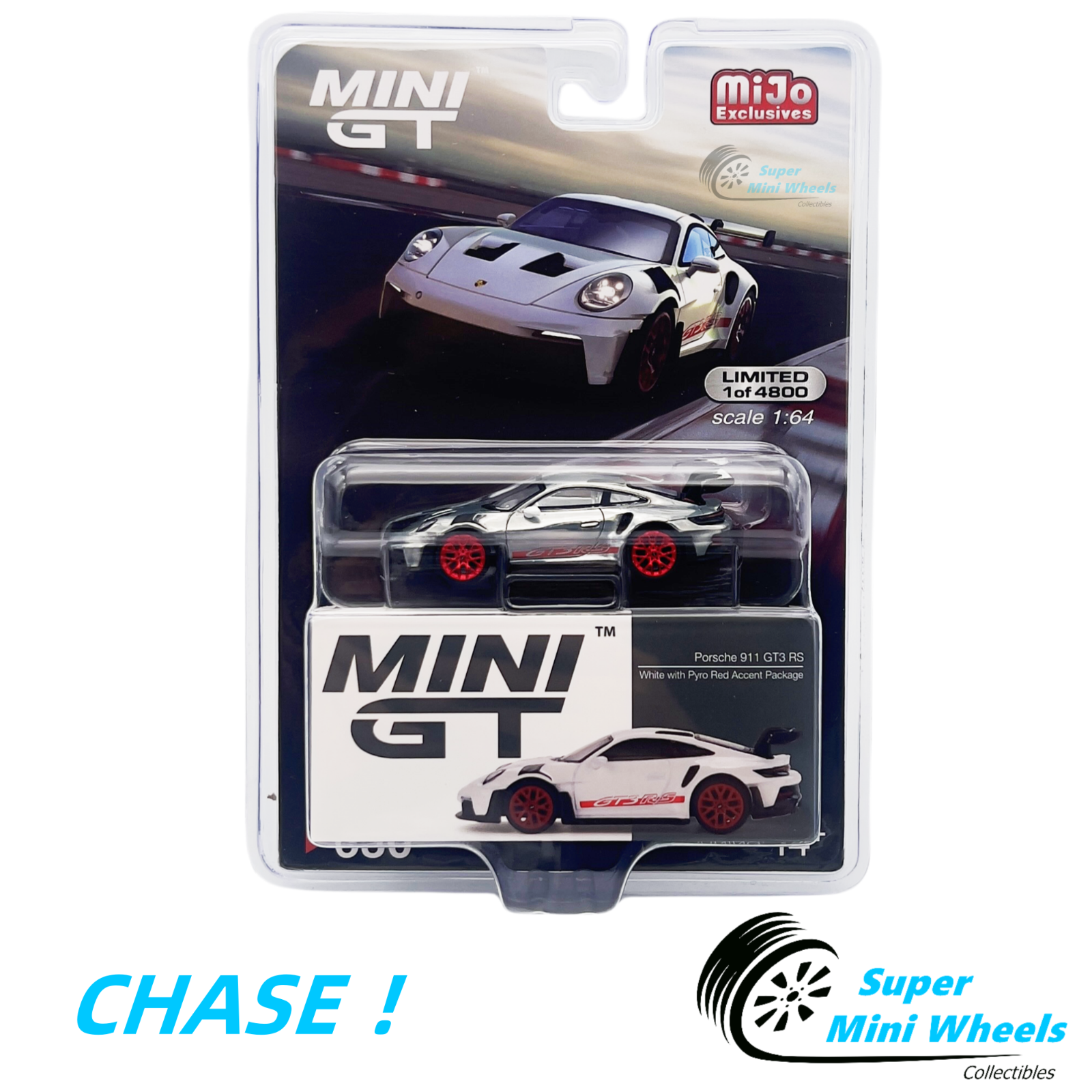 CHASE ! Mini GT 1;64 Porsche 911 (992) GT3 RS White with Pyro Red Acce ...