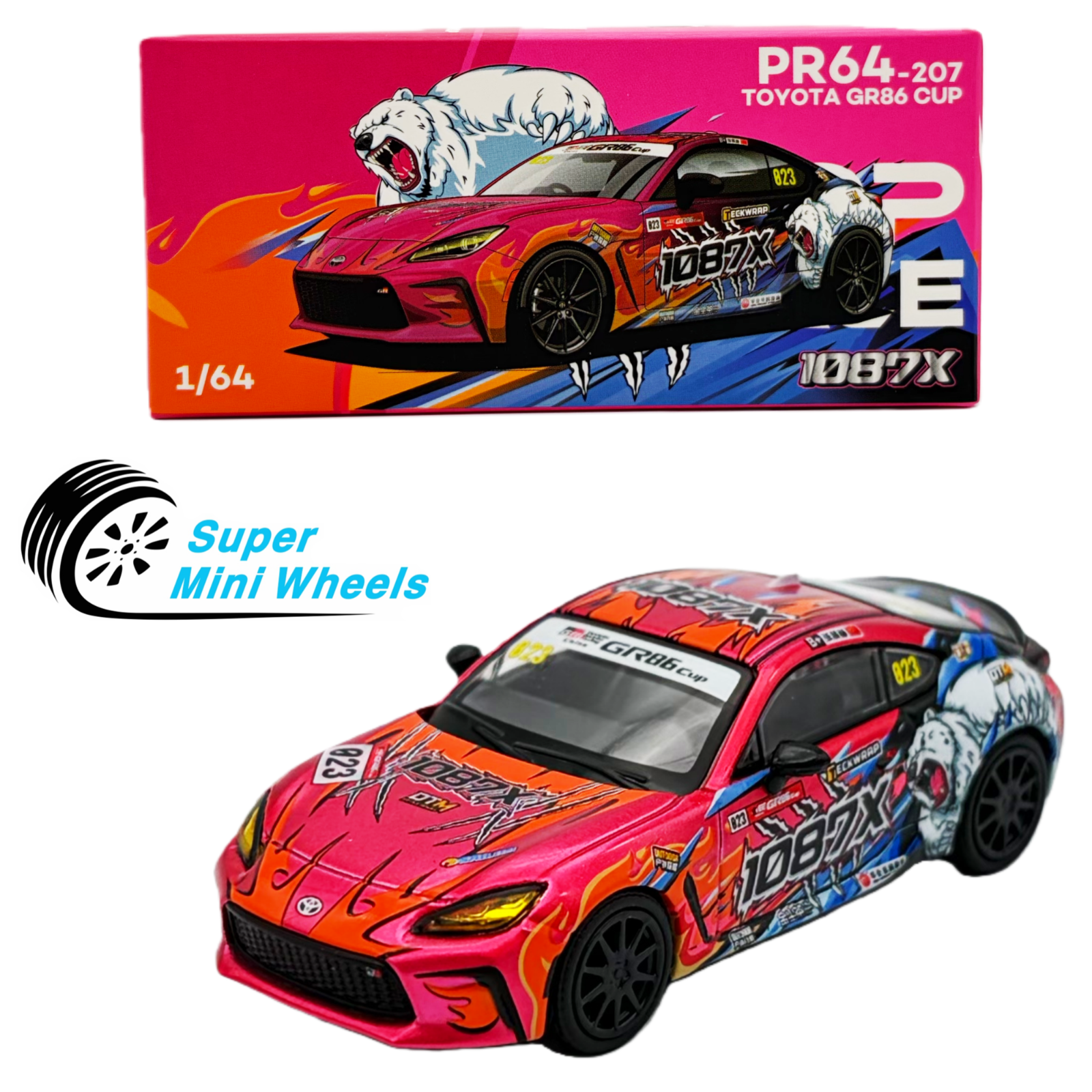 Pop Race 1:64 Toyota GR86 CUP 1087X Pink #207 – Super Mini Wheels