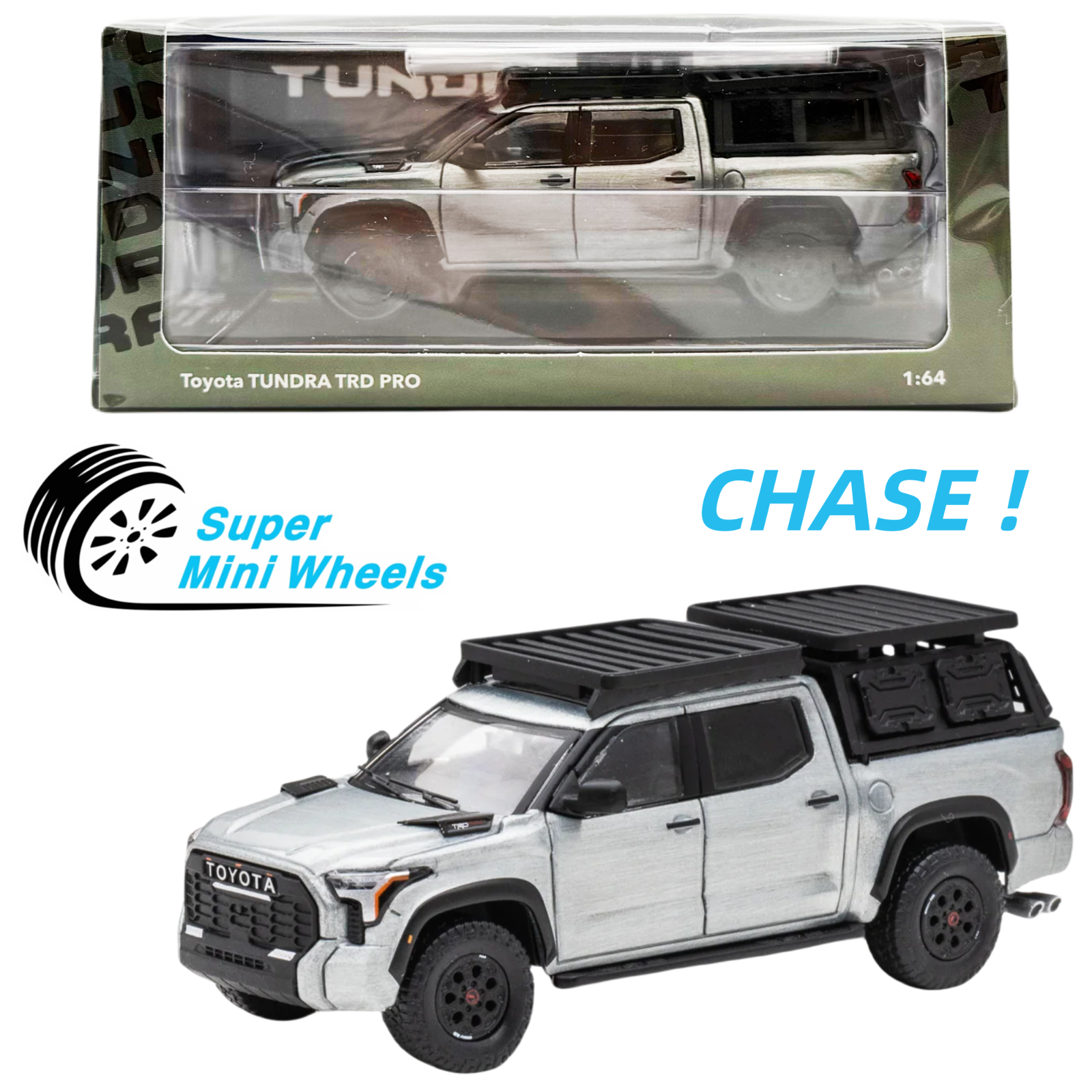 CHASE ! GCD 1:64 Toyota Tundra TRD PRO Lunar Rock w/ roof rack Diecast ...