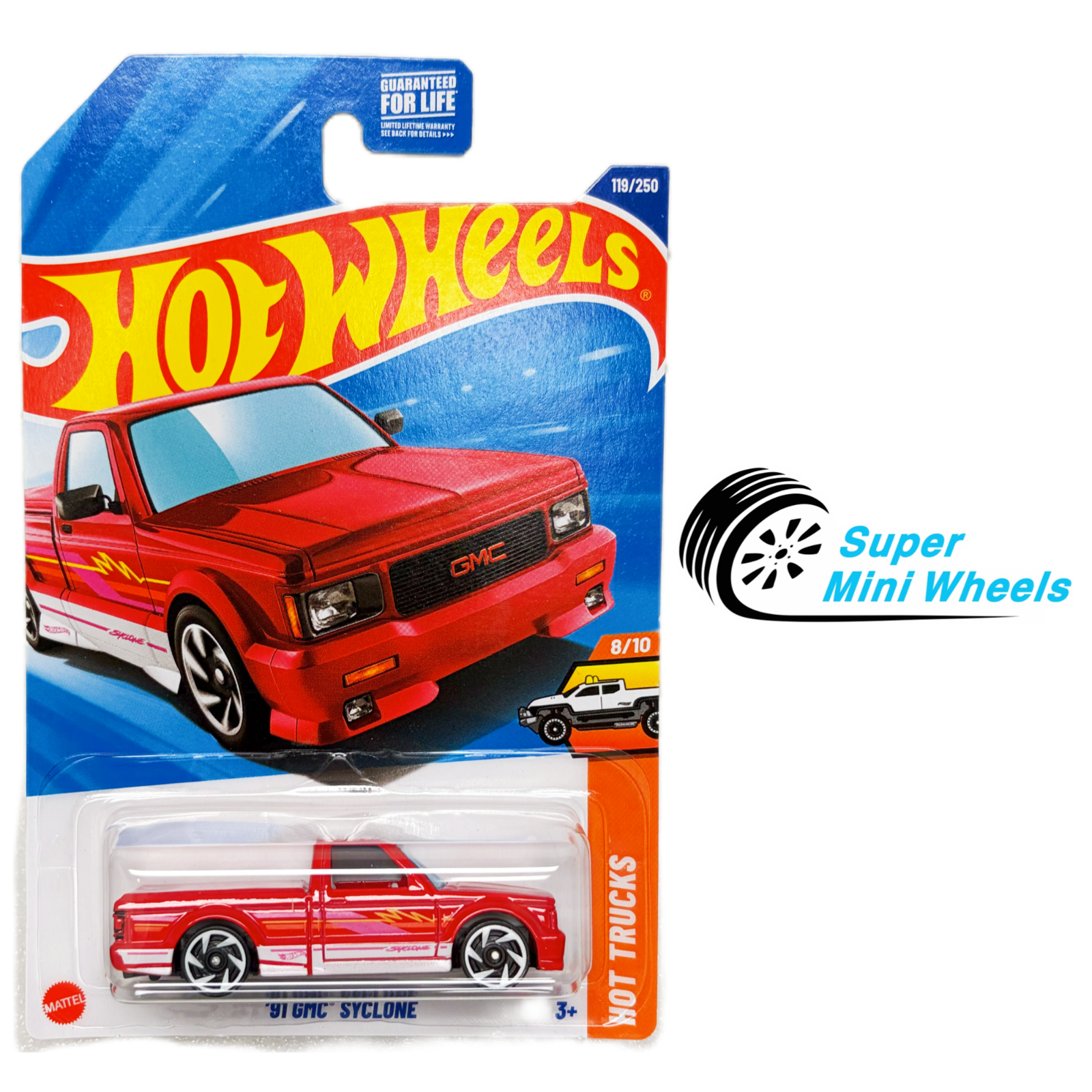 Hot Wheels 2025 #119 ‘91 GMC Syclone Red – Super Mini Wheels