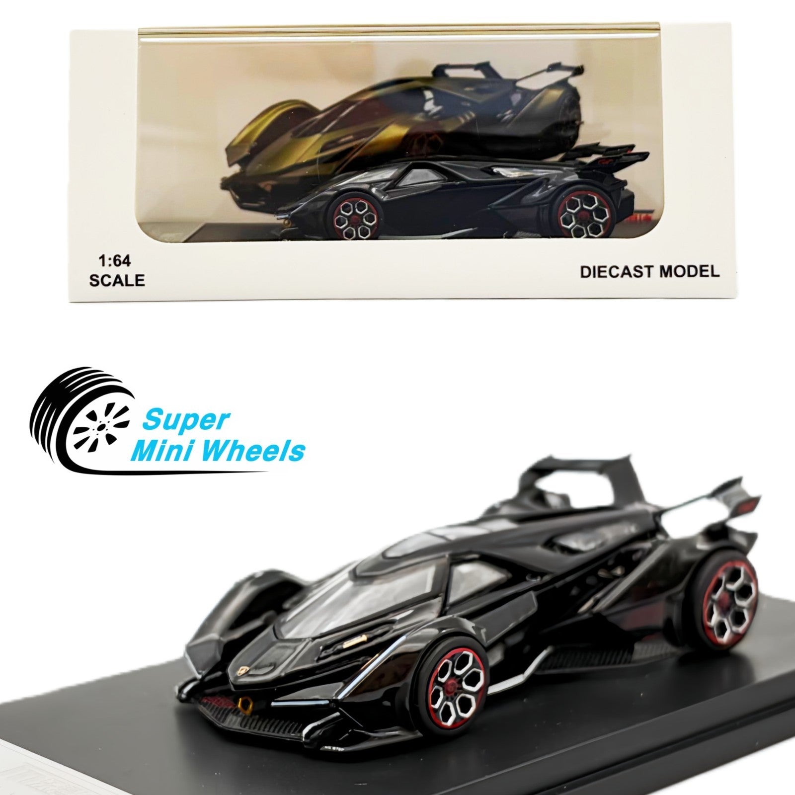 LMF 1:64 Lamborghini V12 Vision GT Black - Diecast Model – Super Mini ...