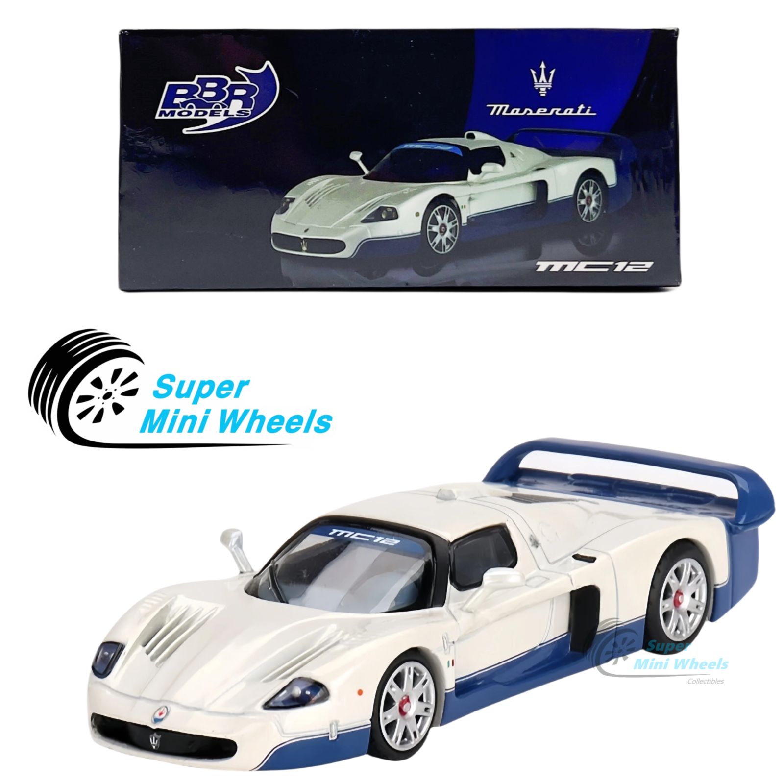 BBR Models 1:64 Maserati MC12 Stradale White – Super Mini Wheels