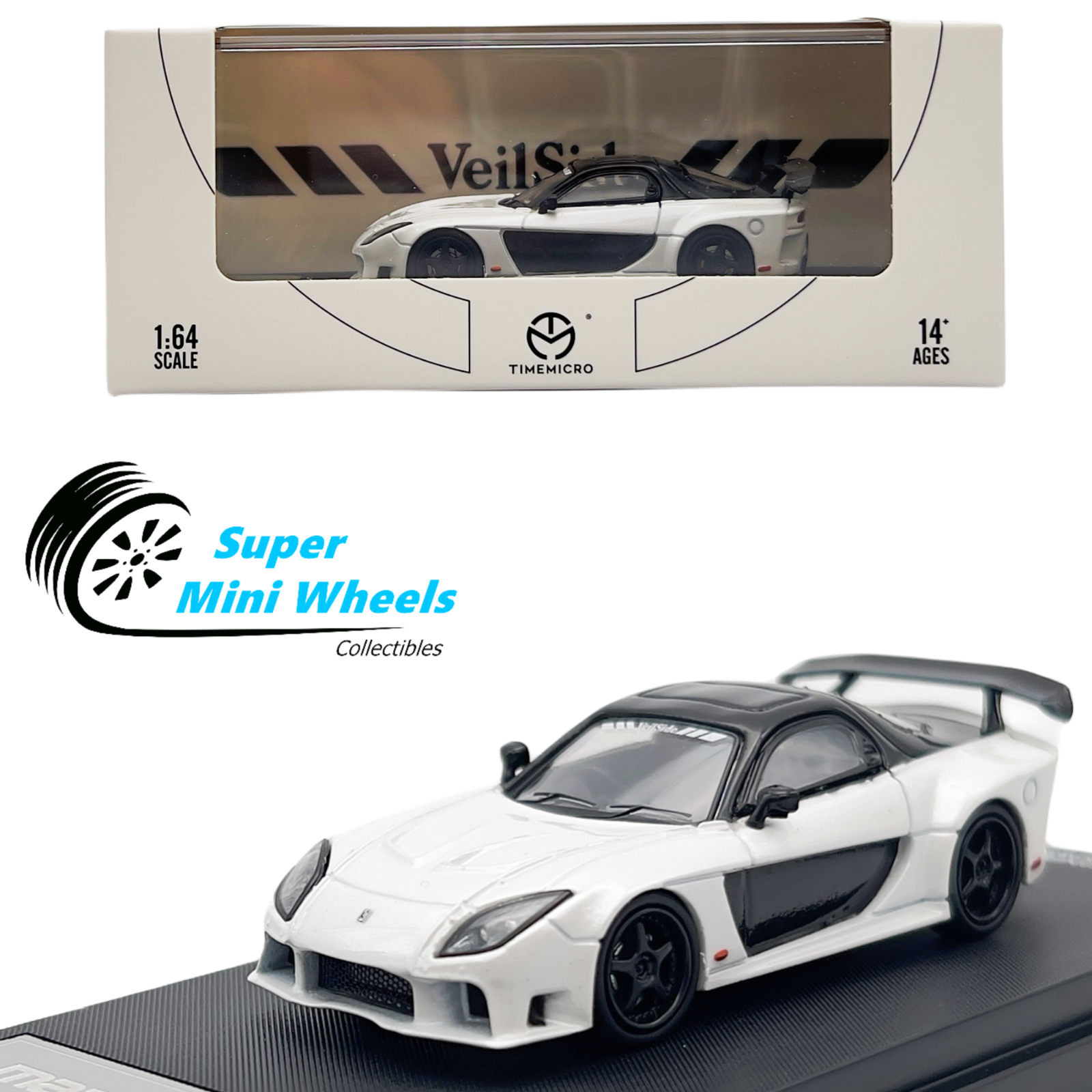 Time Micro 1:64 Mazda RX-7 VeilSide White - Diecast Model – Super Mini ...