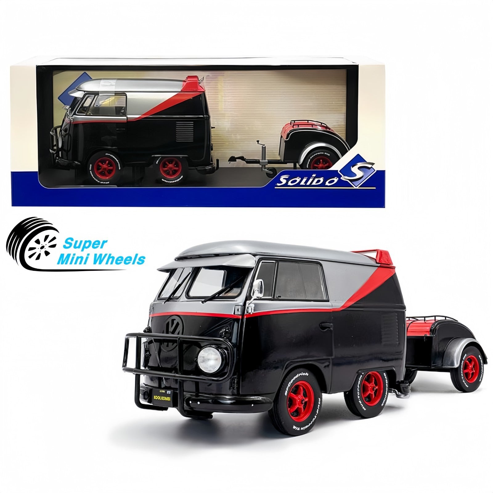 Solido 1:18 Cool Kombi Sport with Trailer – Grey/Black/Red #S1810903 ...