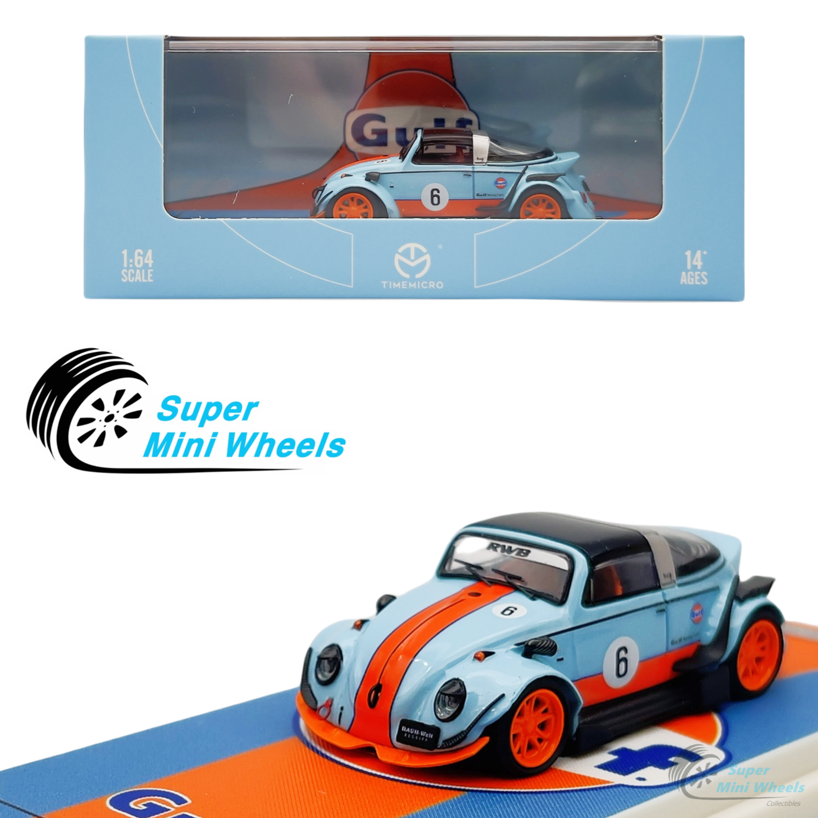TimeMicro 1:64 VW Beetle RWB Gulf - Diecast Car – Super Mini Wheels