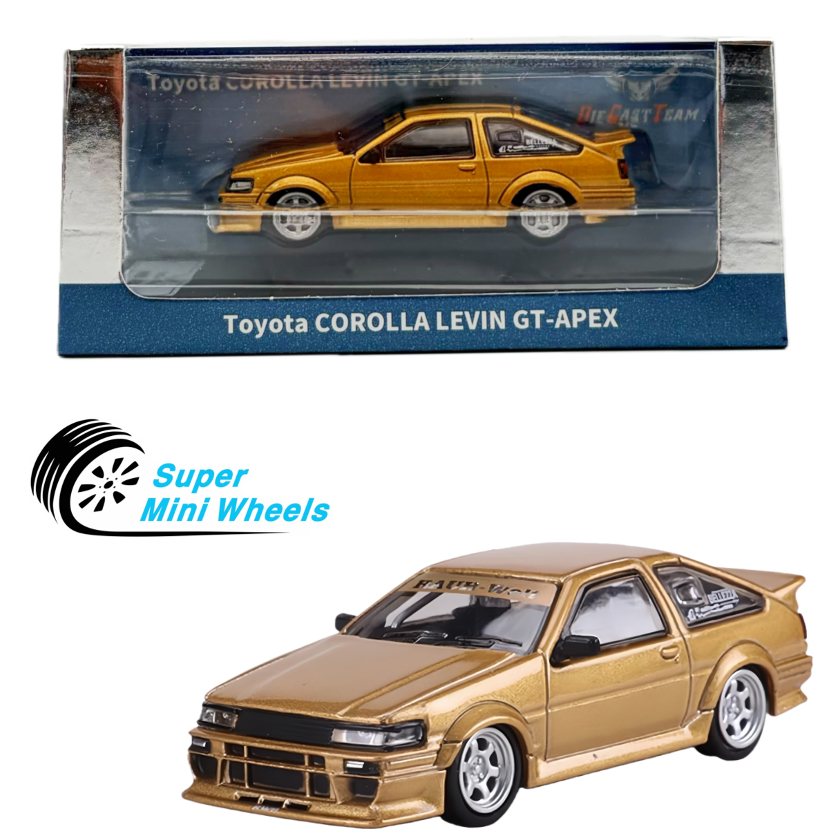 DCT 1:64 RWB Toyota Corolla Levin GT-APEX Gold – Super Mini Wheels