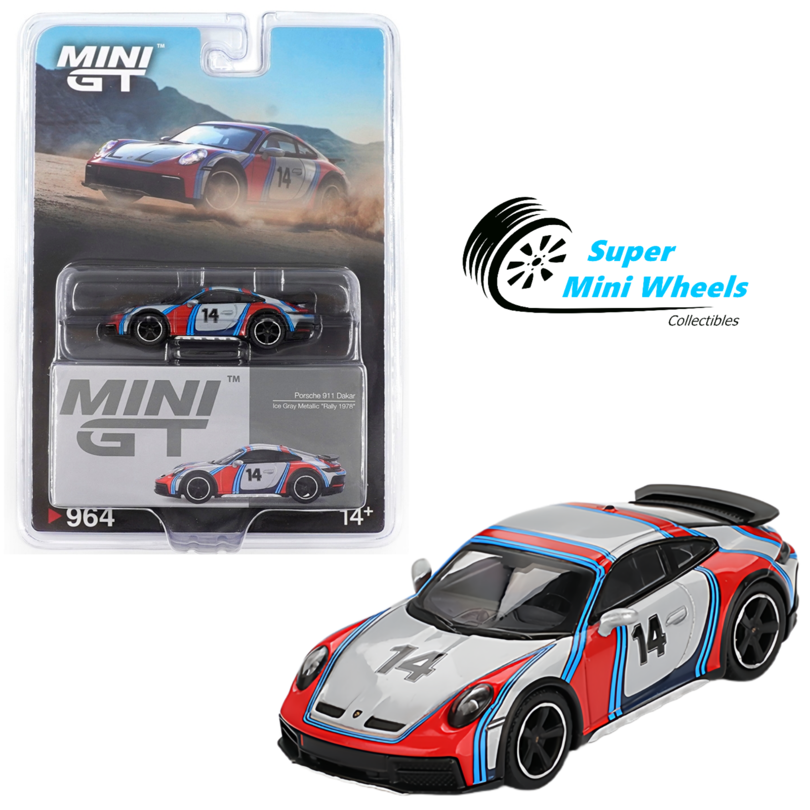 Mini GT 1:64 Porsche 911 Dakar Ice Grey Metallic "Rally 1978" #964 ...