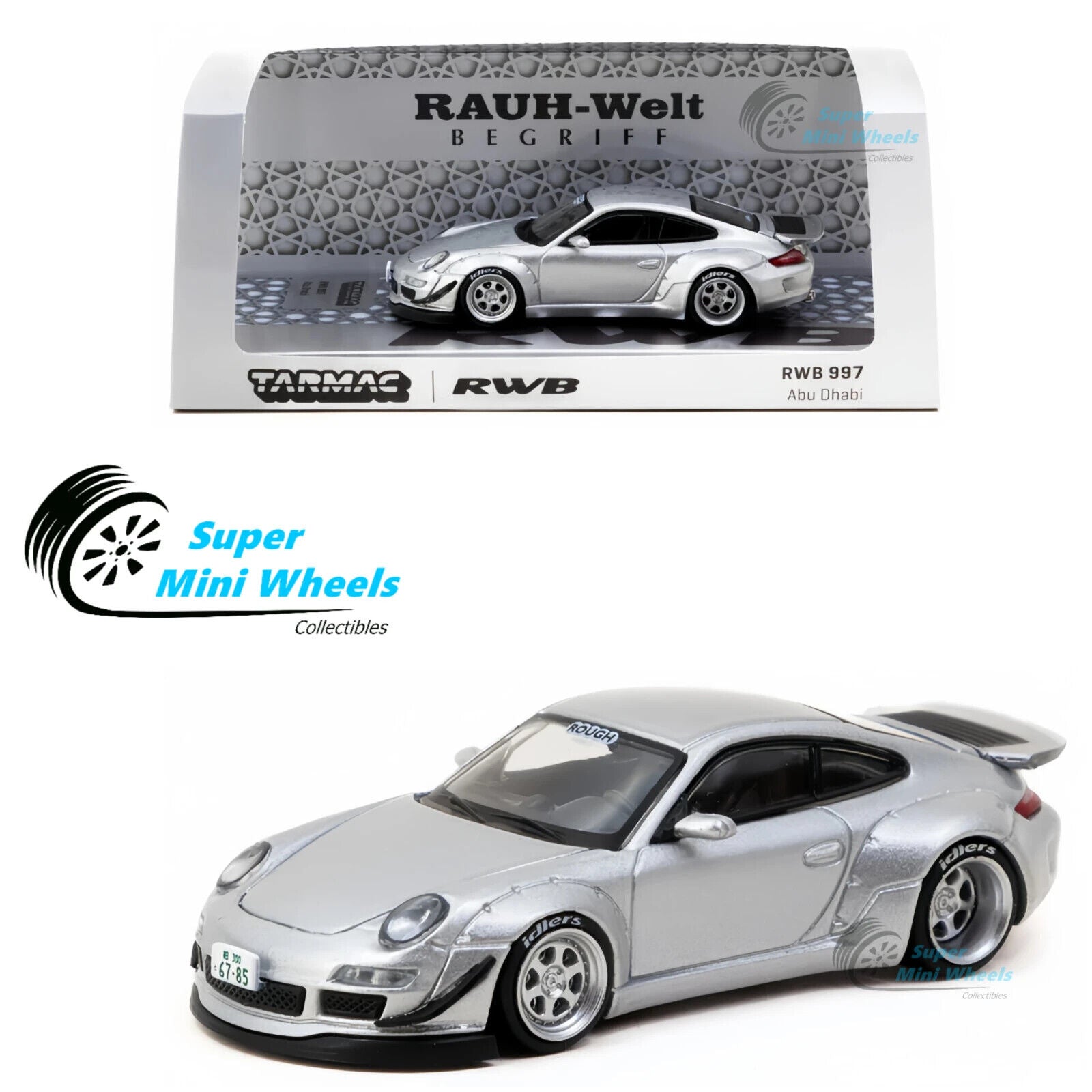 Tarmac Works 1:64 RWB 997 Abu Dhabi Silver – Super Mini Wheels