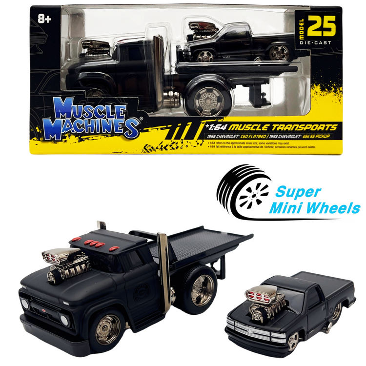 Muscle Machines 1:64 1966 Chevrolet C60 Flatbed & 1993 Chevrolet 454 S ...