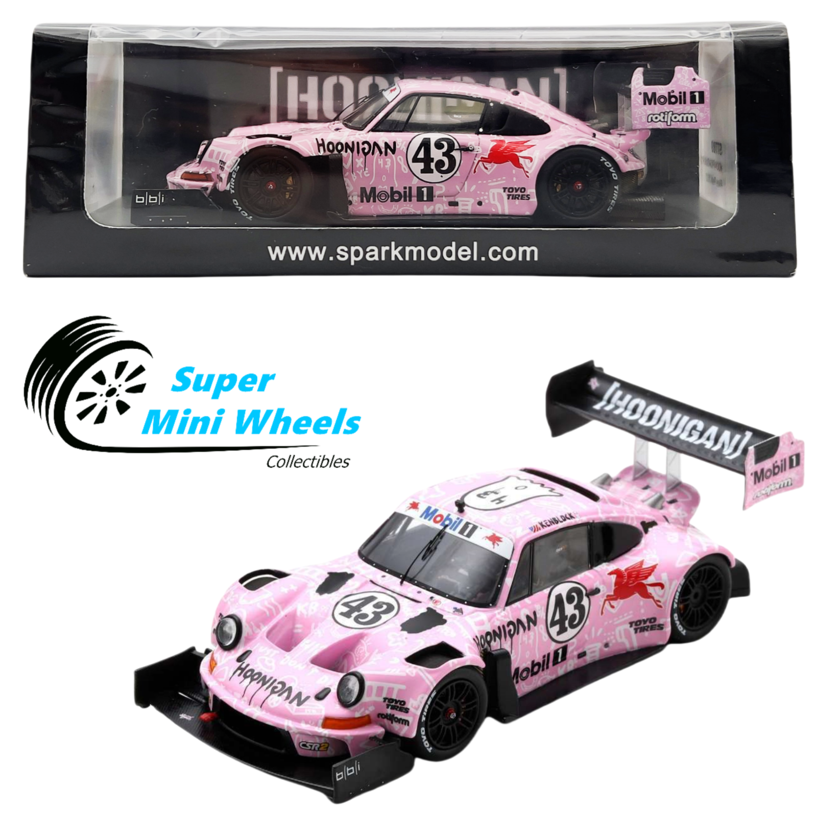 Spark 1:43 Hoonipigasus 911 NO.43 Pikes Peak 2022 Ken Block Pink #S778 ...