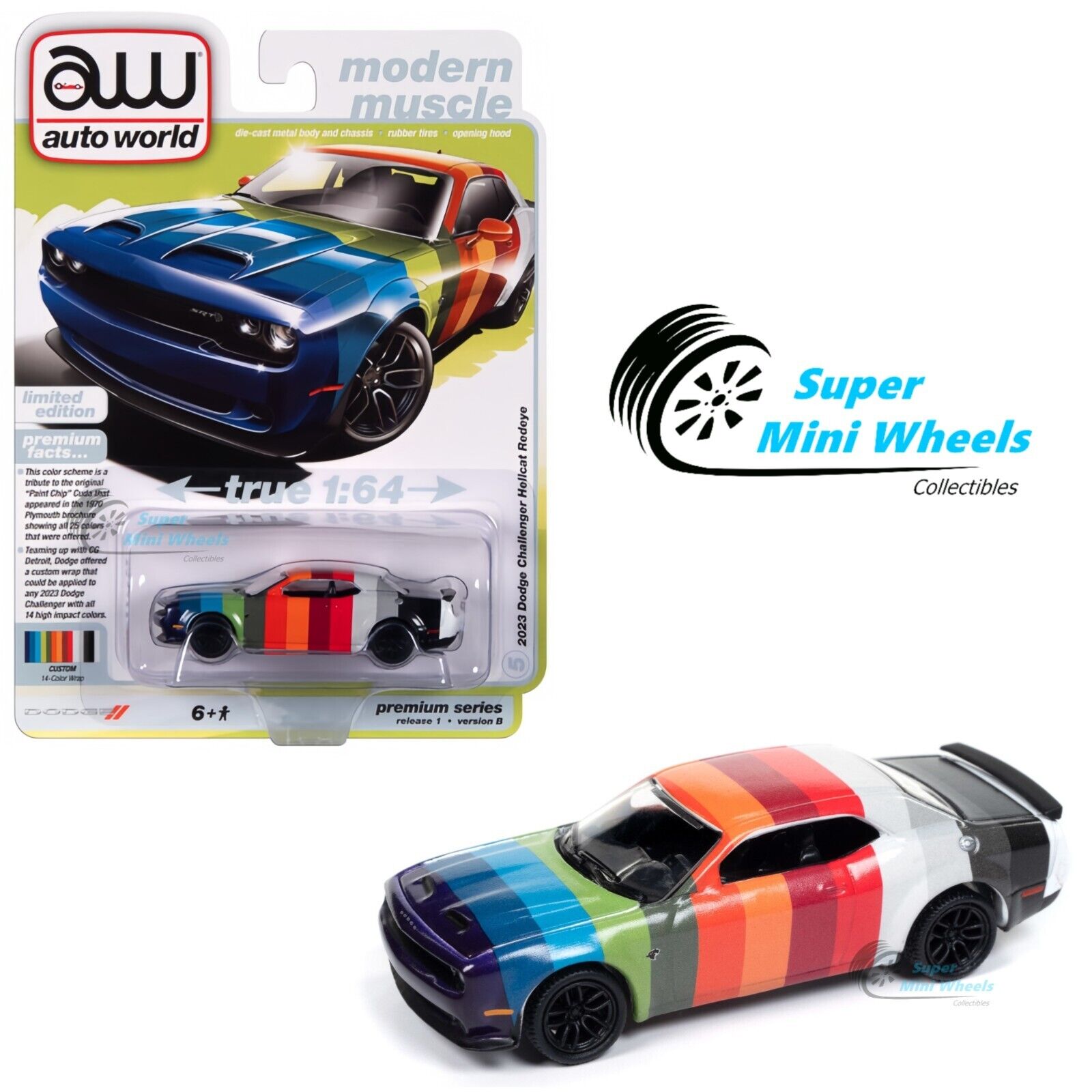 Auto World 1:64 2023 Dodge Challenger Hellcat Redeye (14 Color Wrap ...