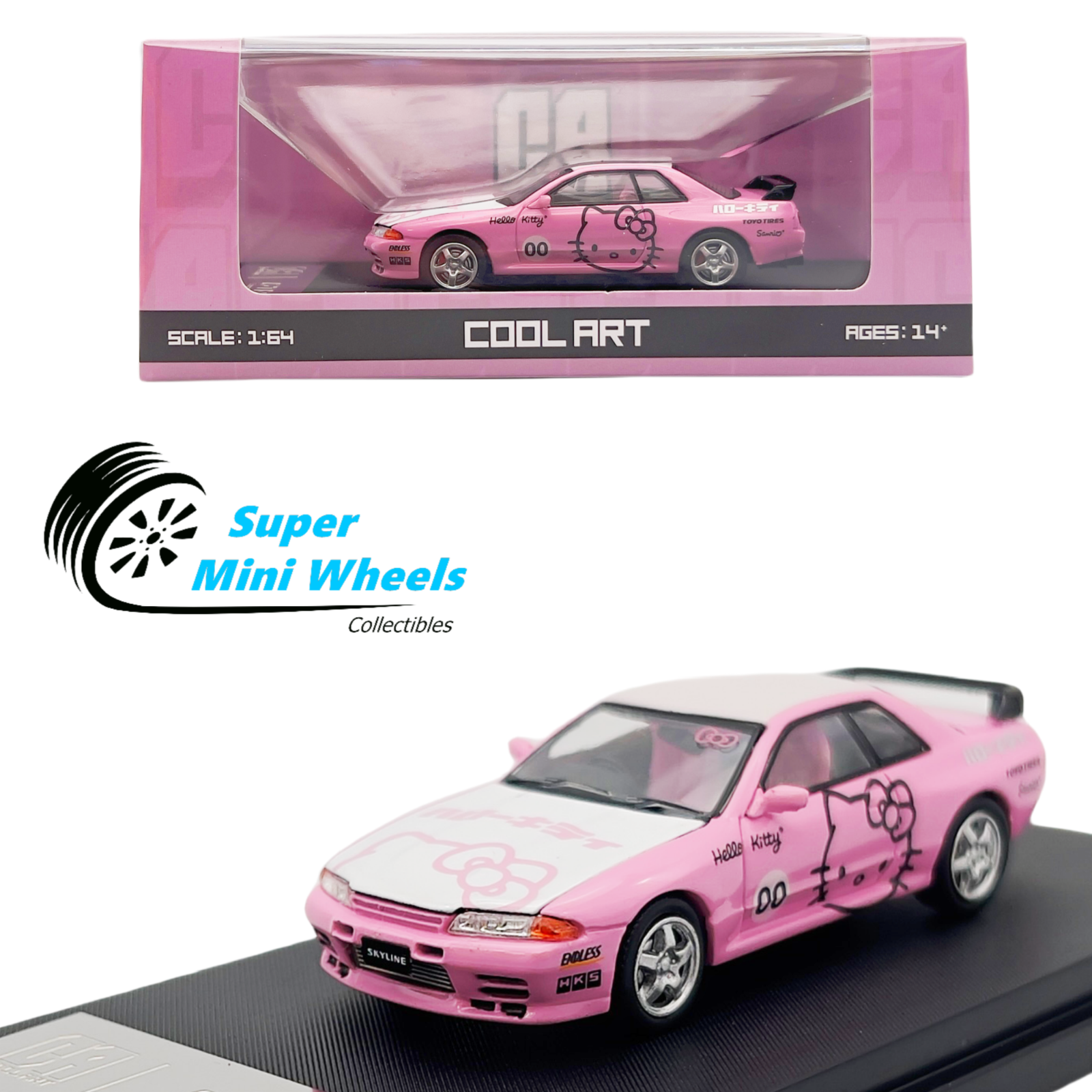 Cool Art 1:64 Nissan GTR R32 Hello Kitty Pink – Super Mini Wheels