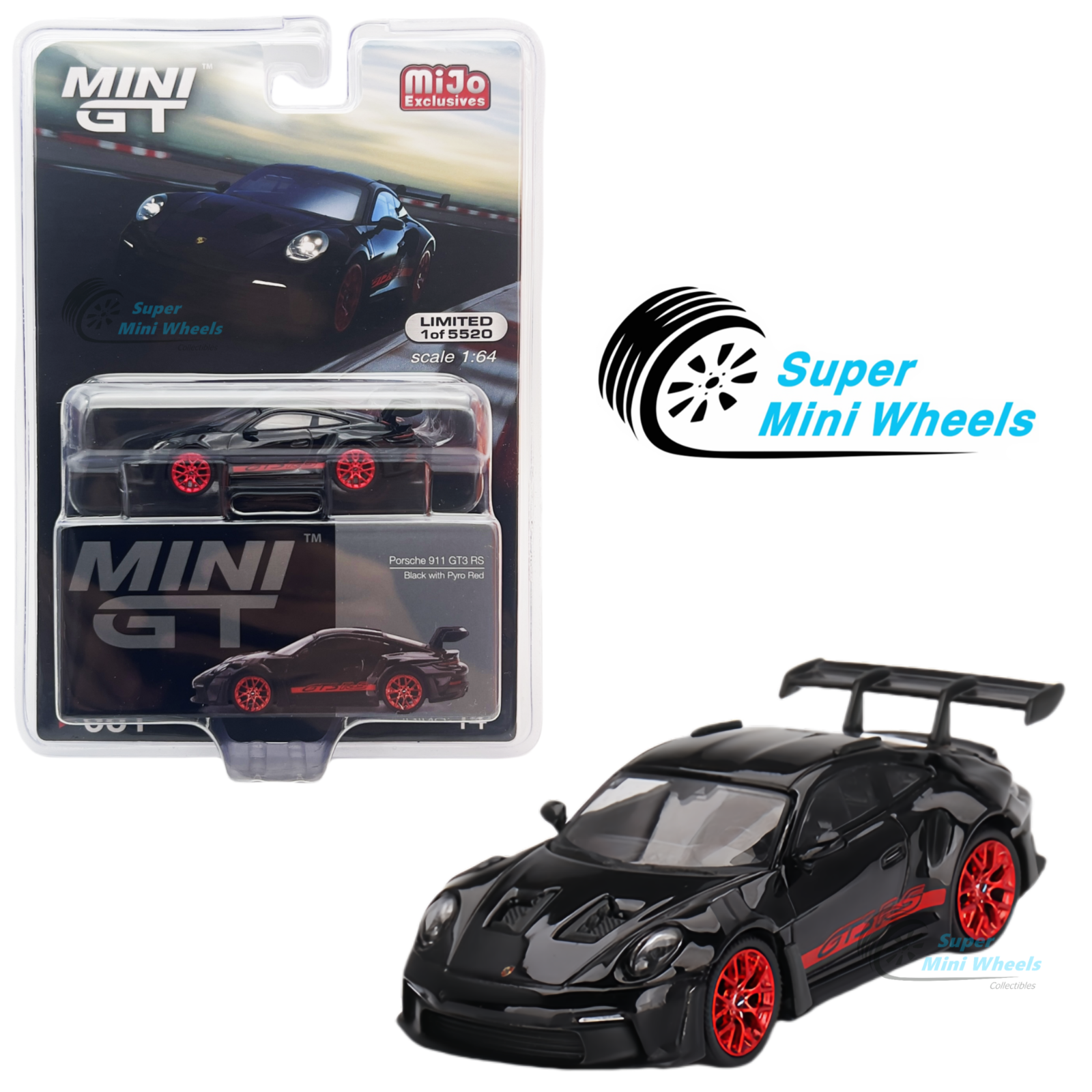 Mini GT 1:64 Porsche 911 (992) GT3 RS Black with Pyro Red #681 – Super ...