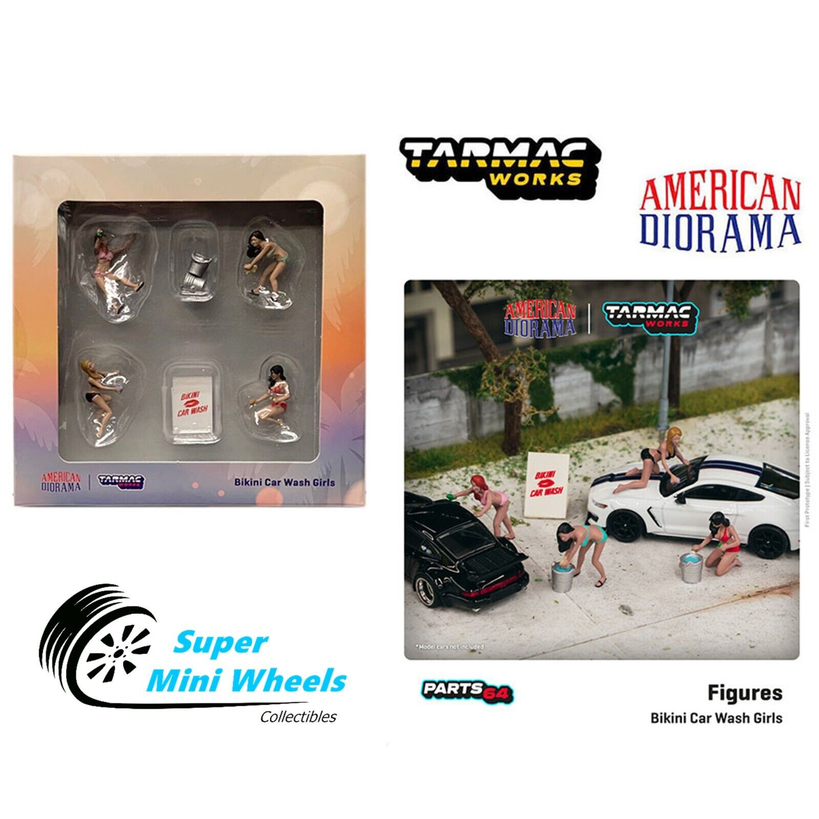American Diorama x Tarmac Works 1:64 Bikini Car Wash Girl Figures 6pcs ...
