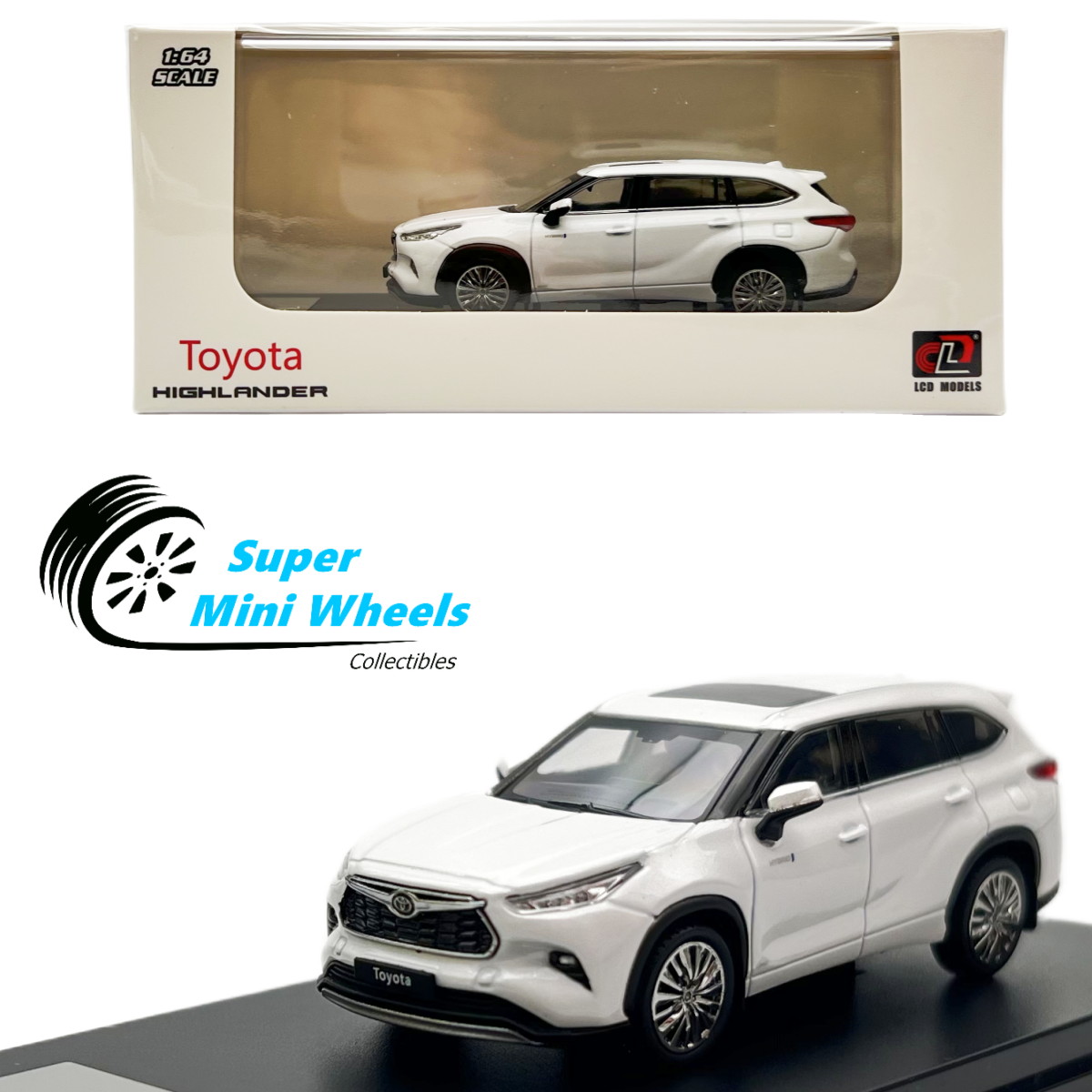 LCD Models 1:64 - Toyota Highlander Hybrid (White) Diecast Model ...