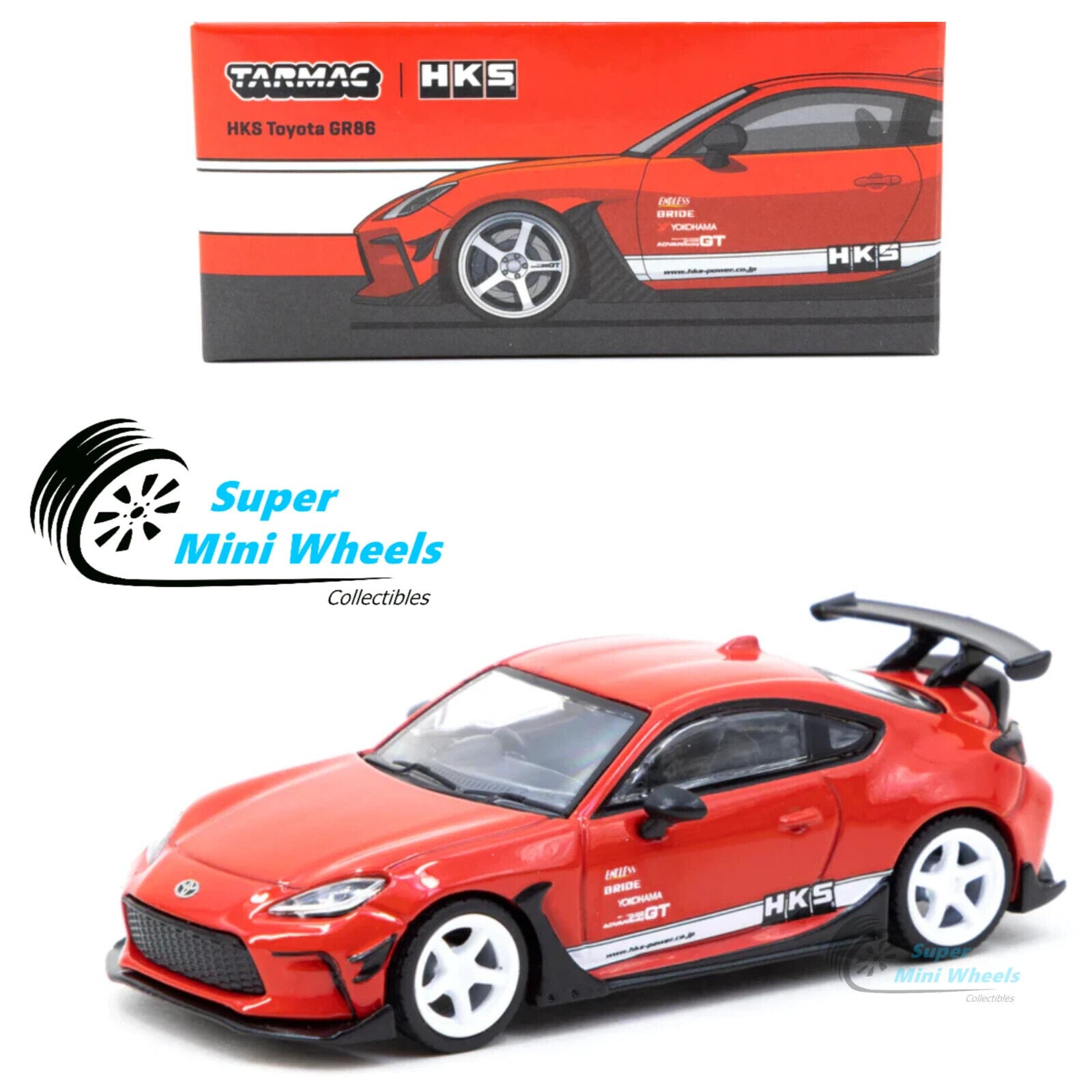 Tarmac Works 1:64 HKS Toyota GR86 Red – Super Mini Wheels