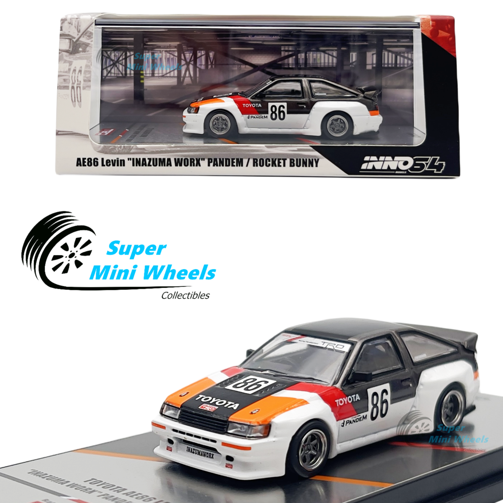 INNO64 1:64 Toyota AE86 Levin "INAZUMA WORX" Pandem Rocket Bunny ...