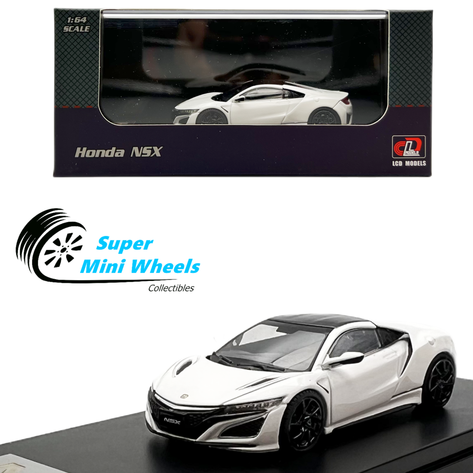 LCD Models 1:64 - Honda NSX (White) Diecast Model – Super Mini Wheels