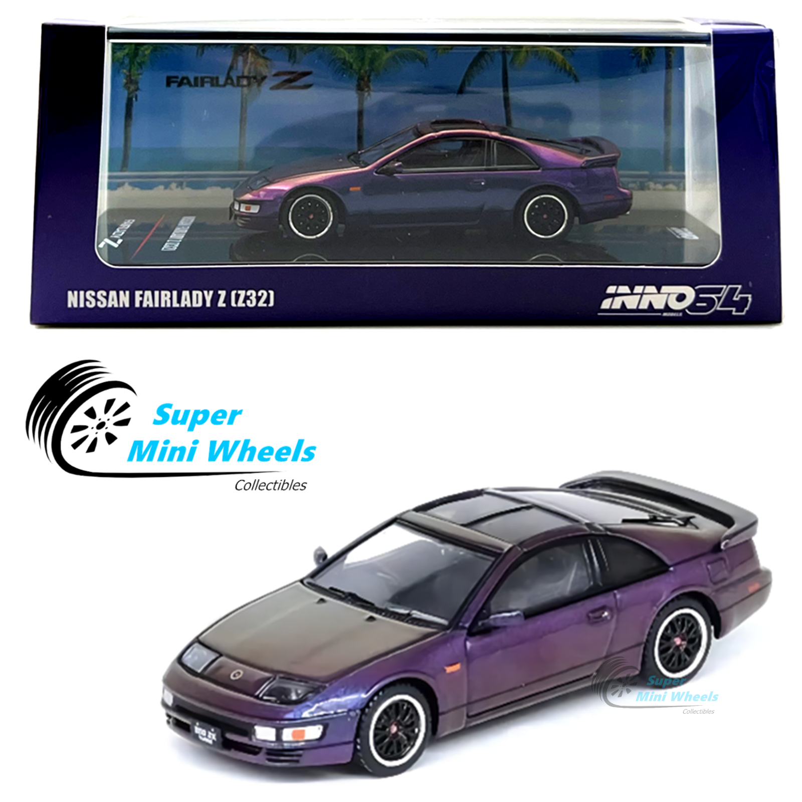 INNO64 1:64 Nissan Fairlady Z (Z32) Midnight Purple II – Super Mini Wheels